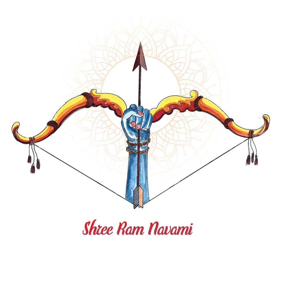 Illustration Of Bow And Arrow In Shree Ram Navami Festival Of India