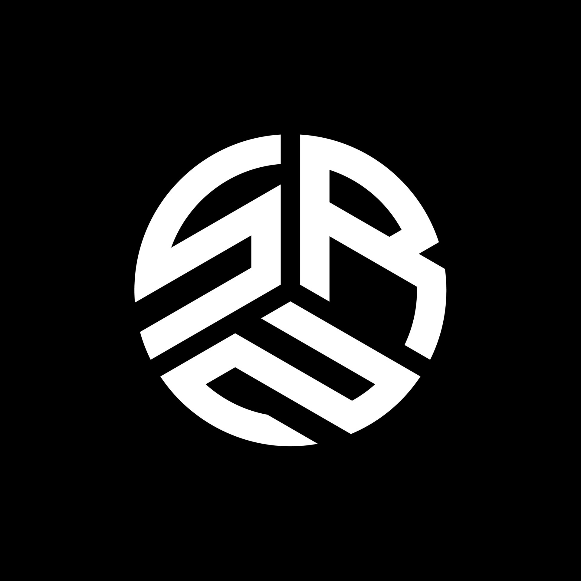 diseño del logotipo de la letra srn sobre fondo negro. concepto de logotipo de letra de ...