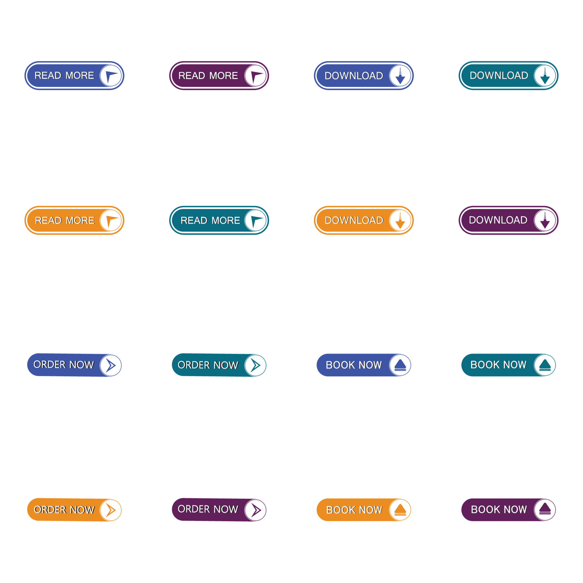 Set of different colorful buttons. Collection of modern buttons for ...