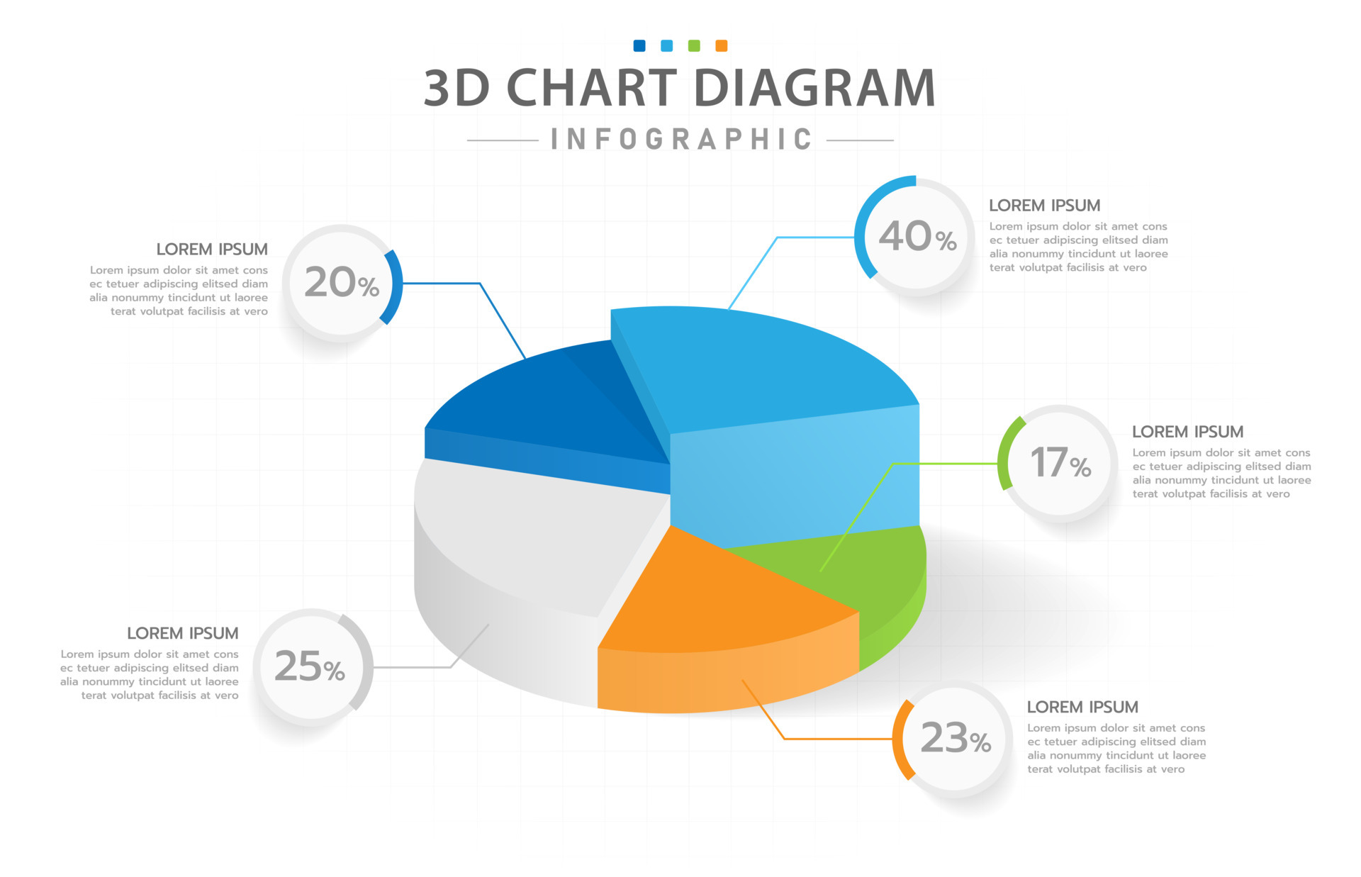 Infographic template for business. 5 steps Modern 3D pie chart diagram ...