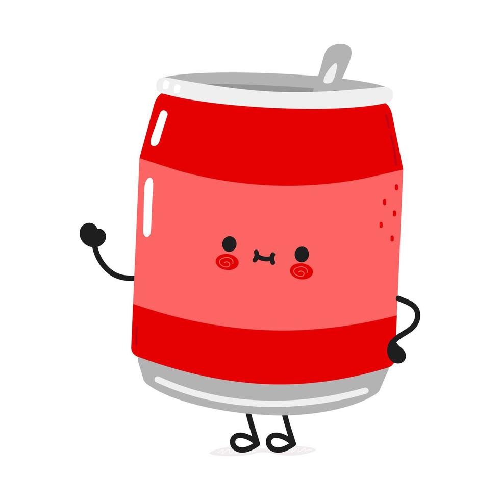 linda y divertida lata de refresco que agita el personaje de la mano ...