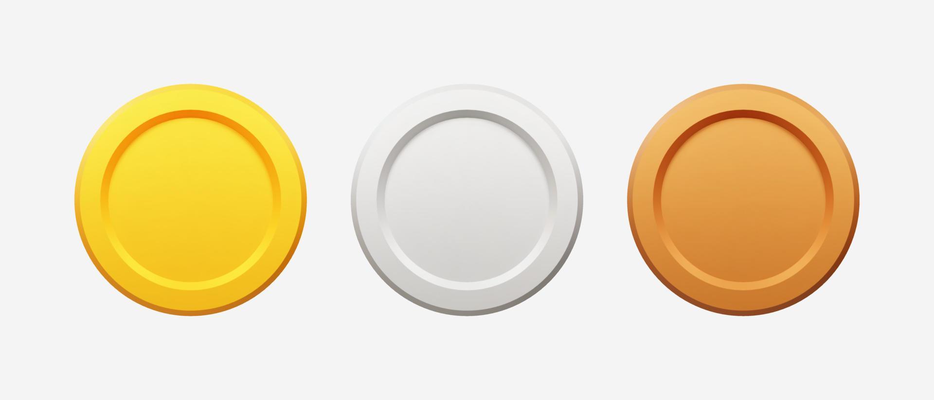 3d realistic gold silver bronze coin vector illustration 6993438 Vector ...