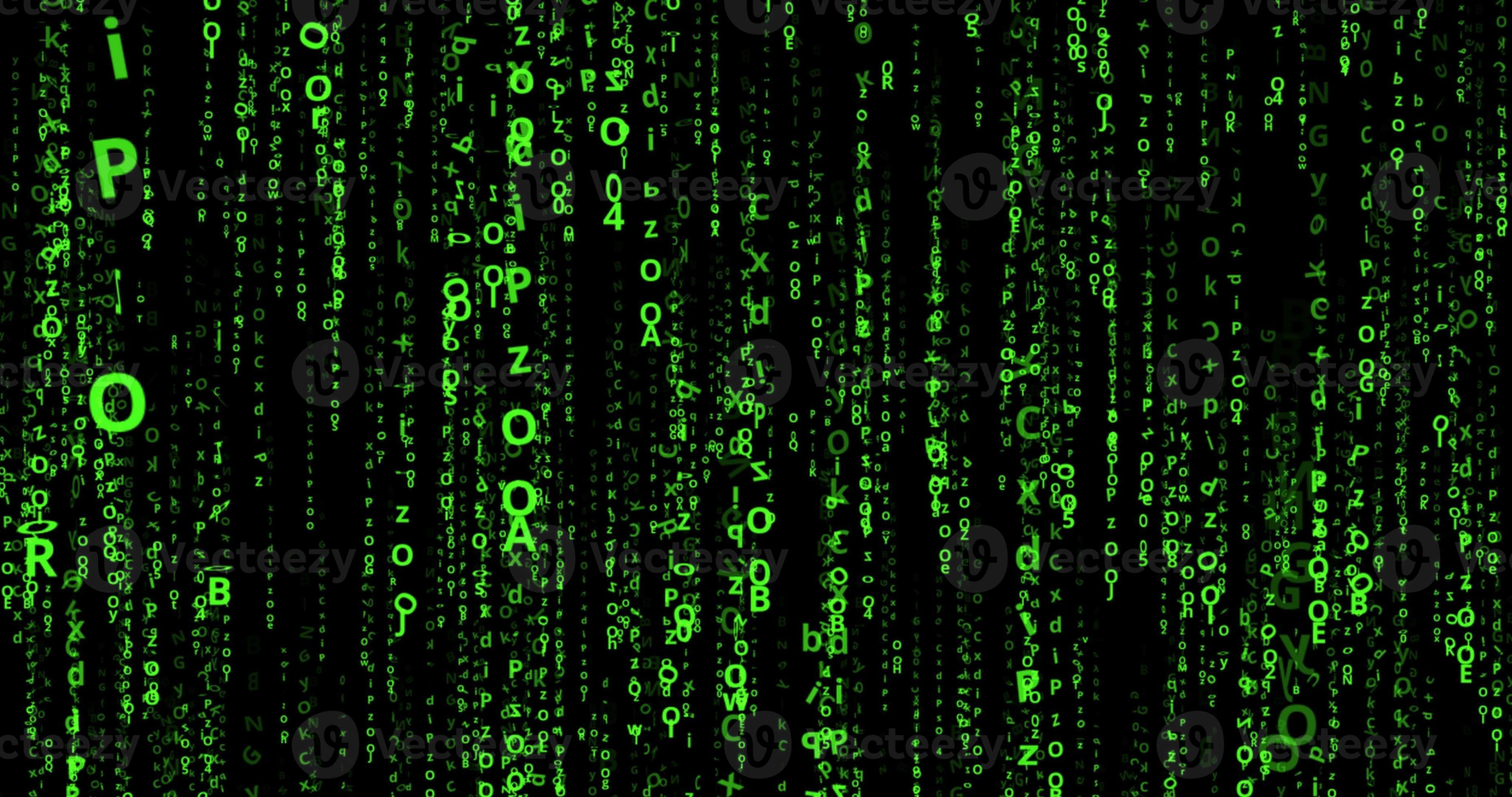 Cyberspace with falling green digital lines, binary hanging chain, abstract background. 6999515 ...