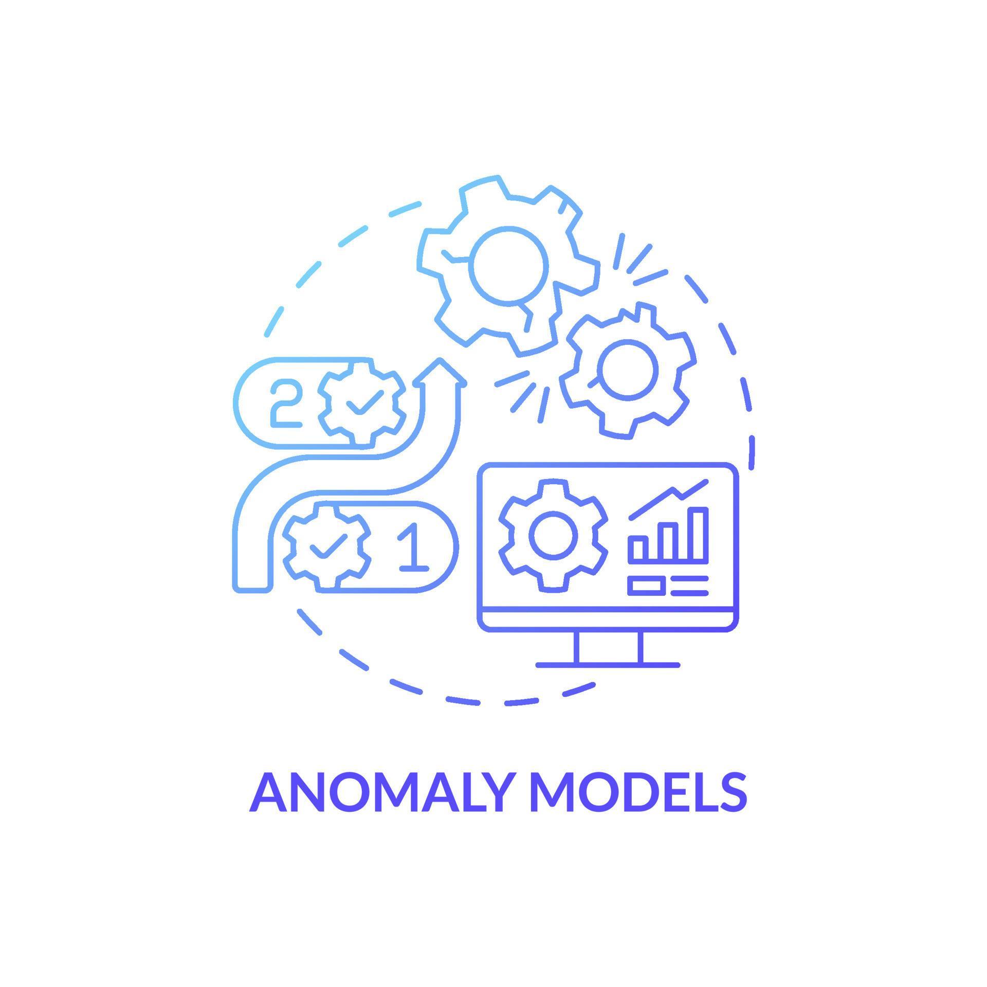 Anomaly models blue gradient concept icon. Detecting abnormal patterns ...