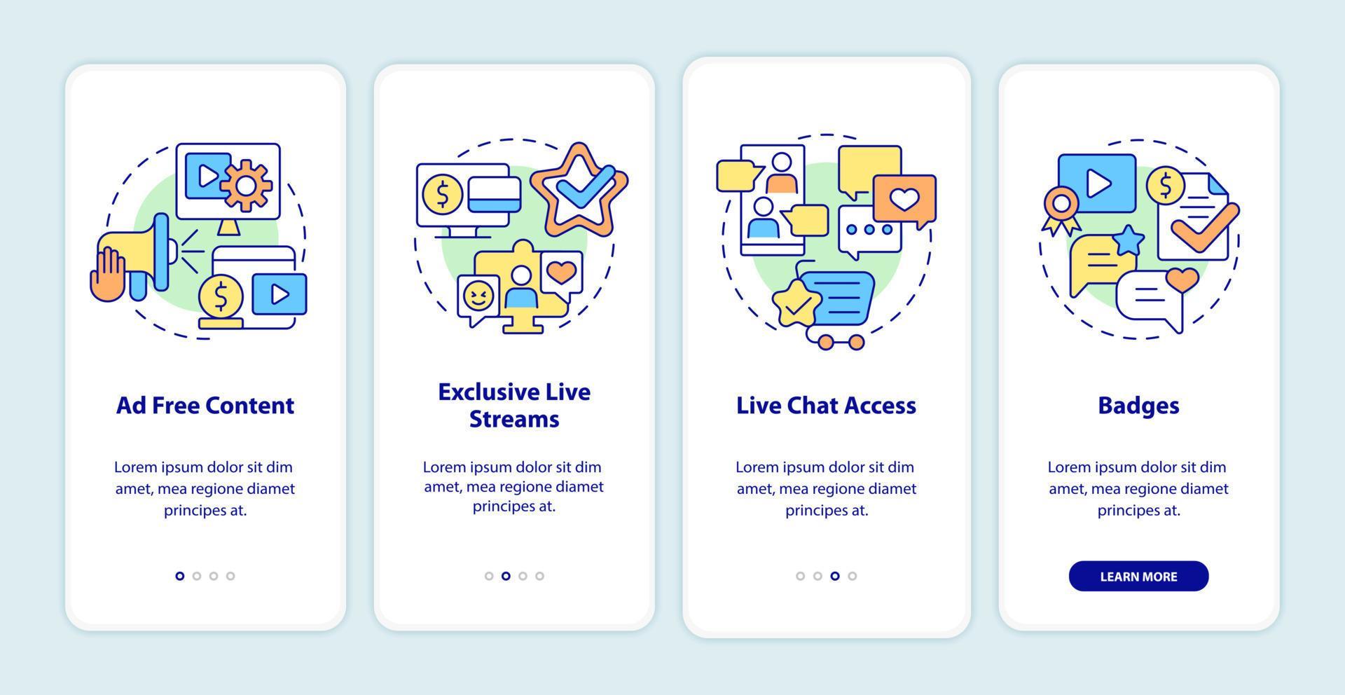 Paid subscription features onboarding mobile app screen. Walkthrough 4 ...