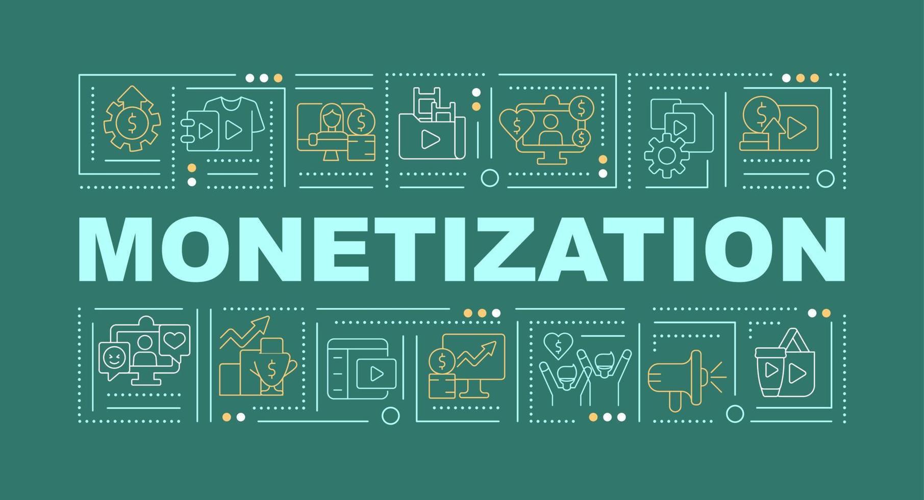 Monetization word concepts green banner. Earn money from content ... Monetization word concepts green banner. Earn money from content ...