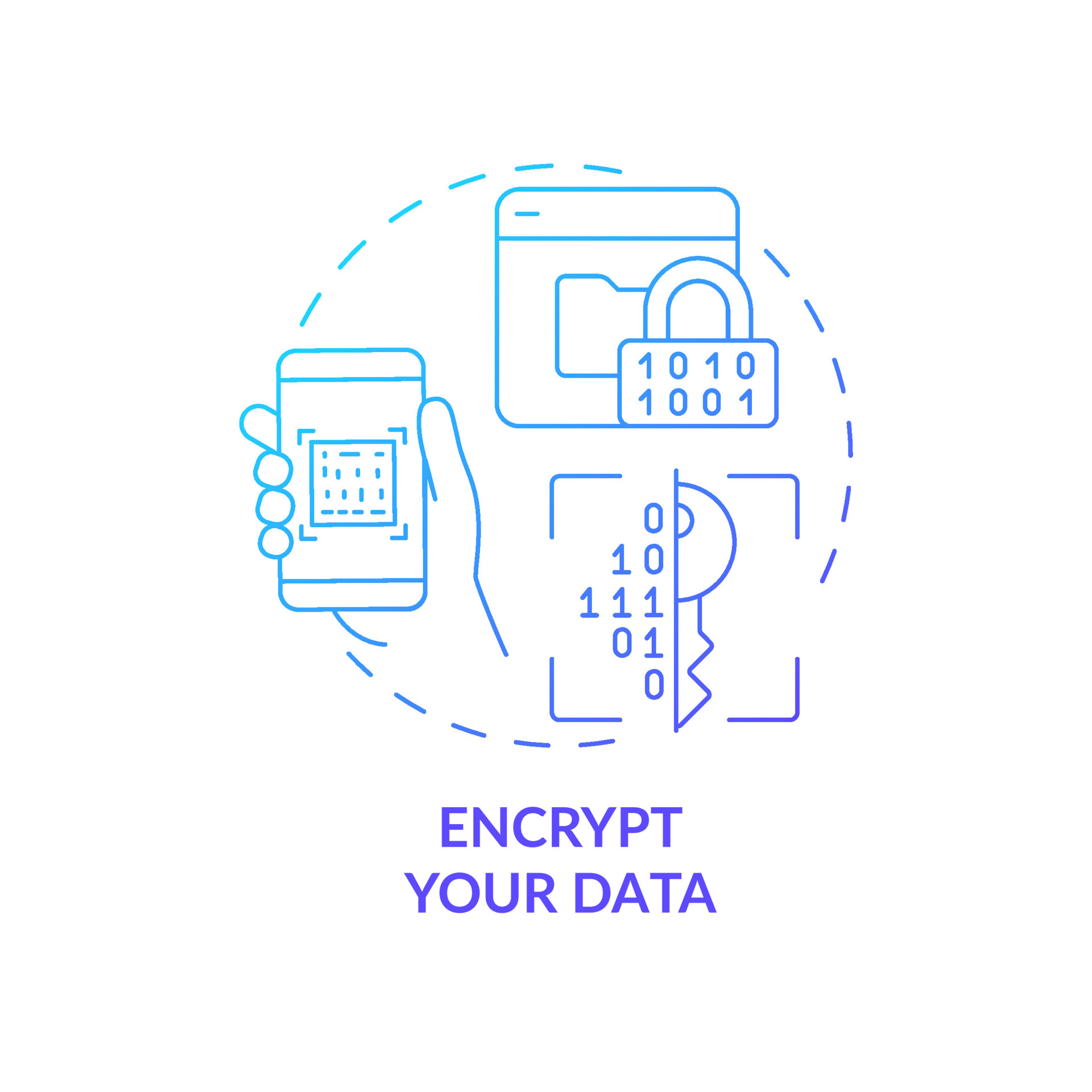 Data Encryption To Save Privacy Blue Gradient Concept Icon Personal