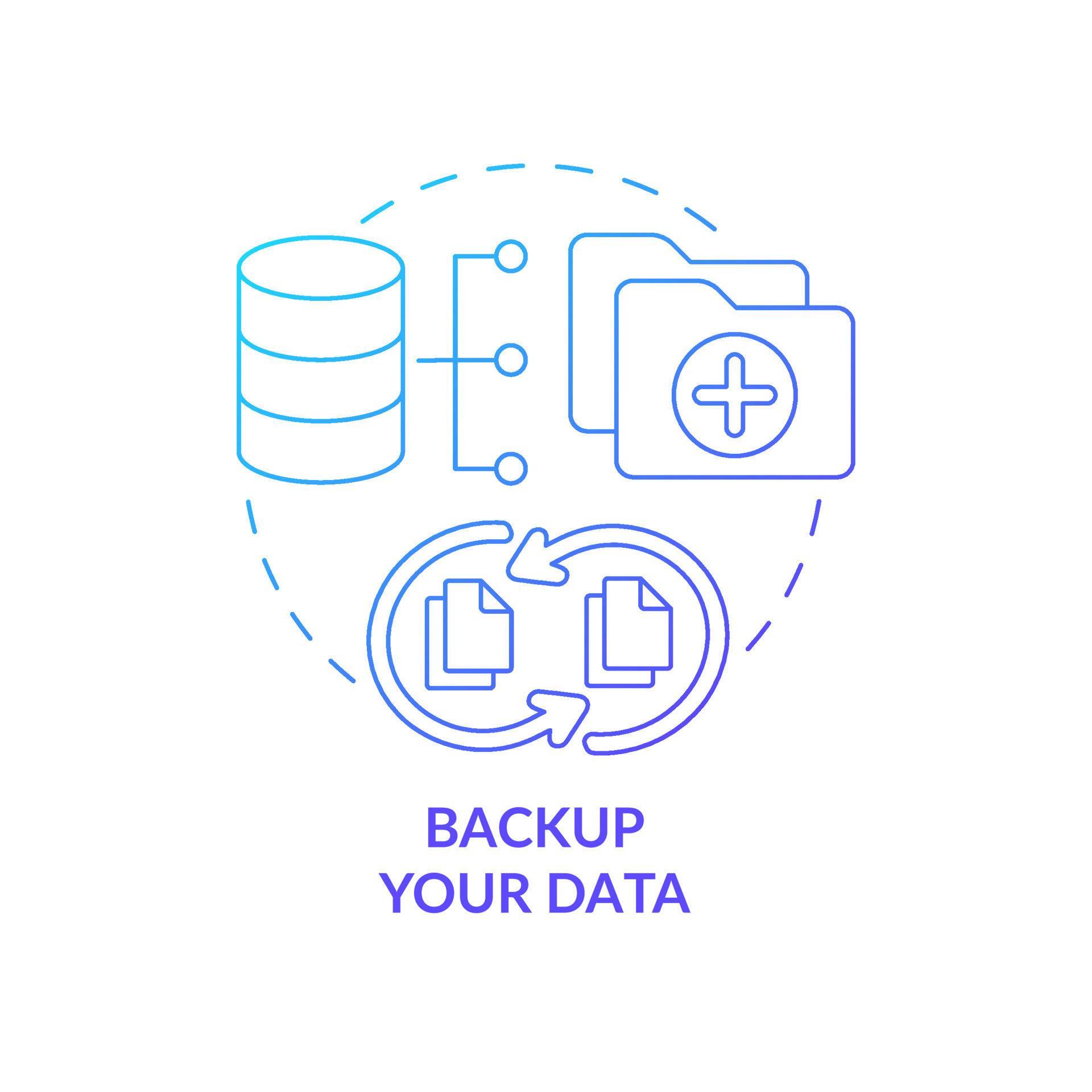 Data backup blue gradient concept icon. Duplicate information storage ...