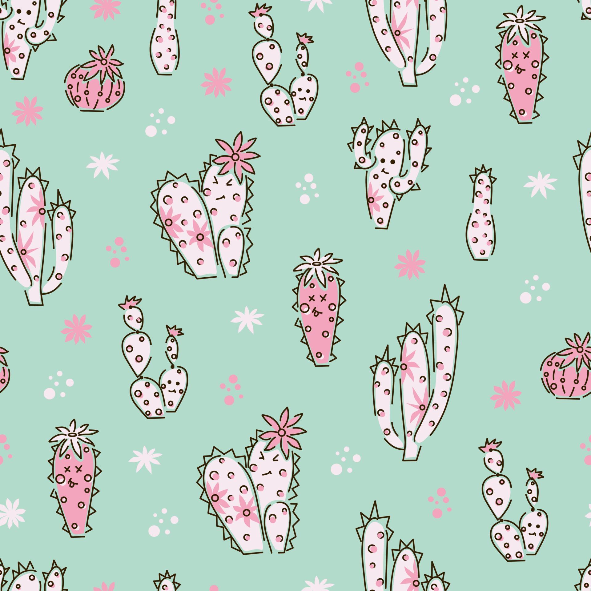 Cactus seamless pattern. Cute repeating texture. Background with desert ...