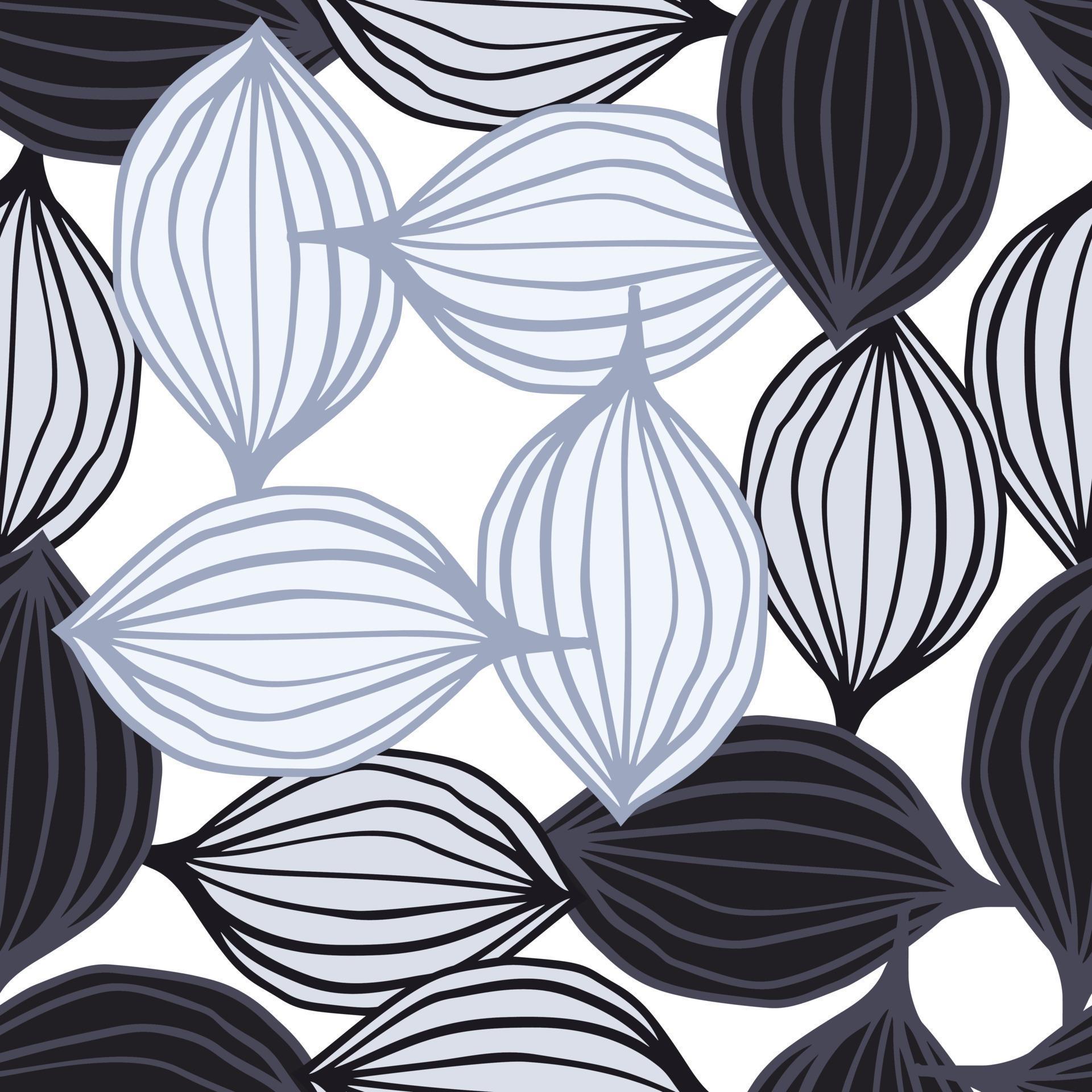 Exotic Outline Leaves Seamless Pattern Abstract Floral Background