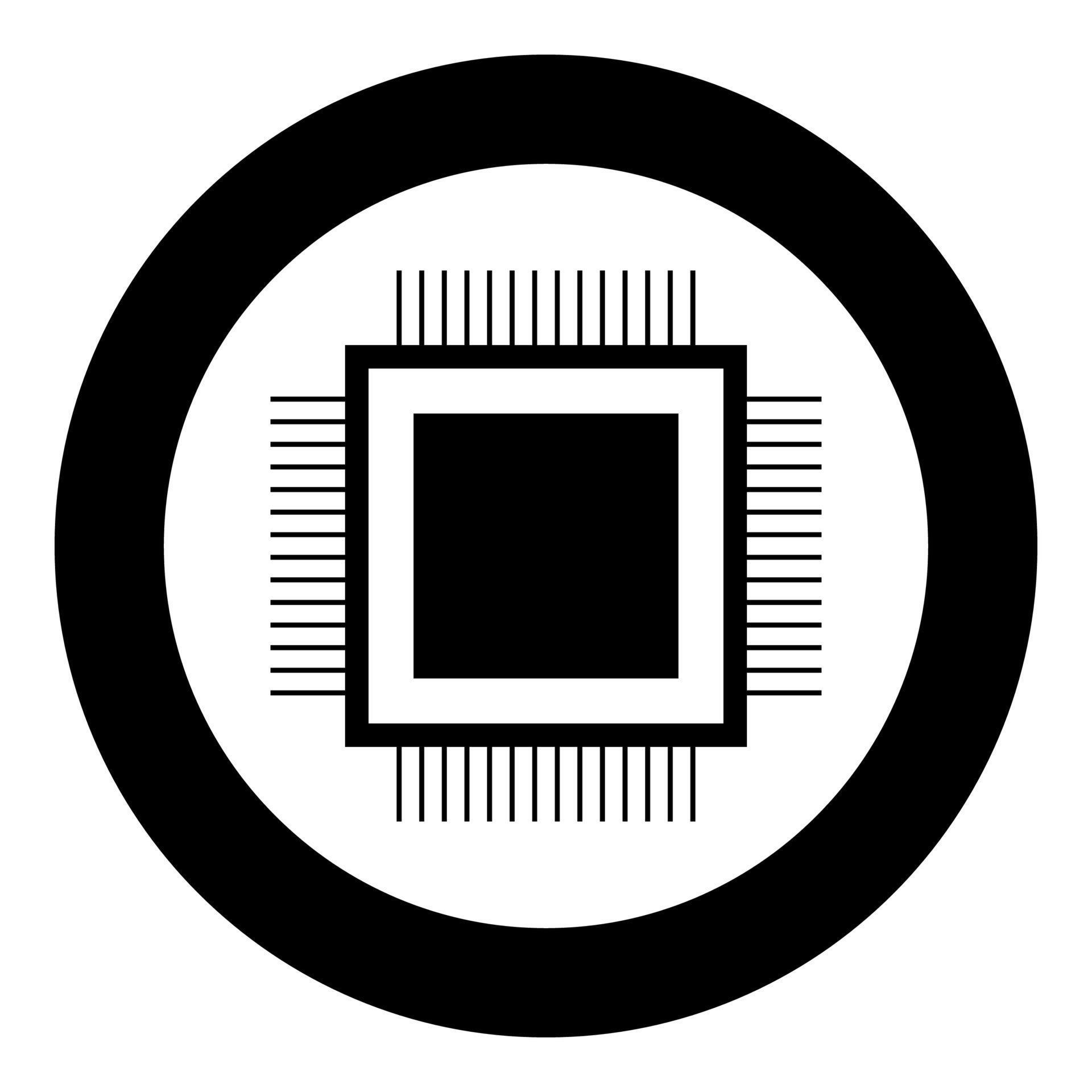 Processor icon black color in circle or round 7014163 Vector Art at ...