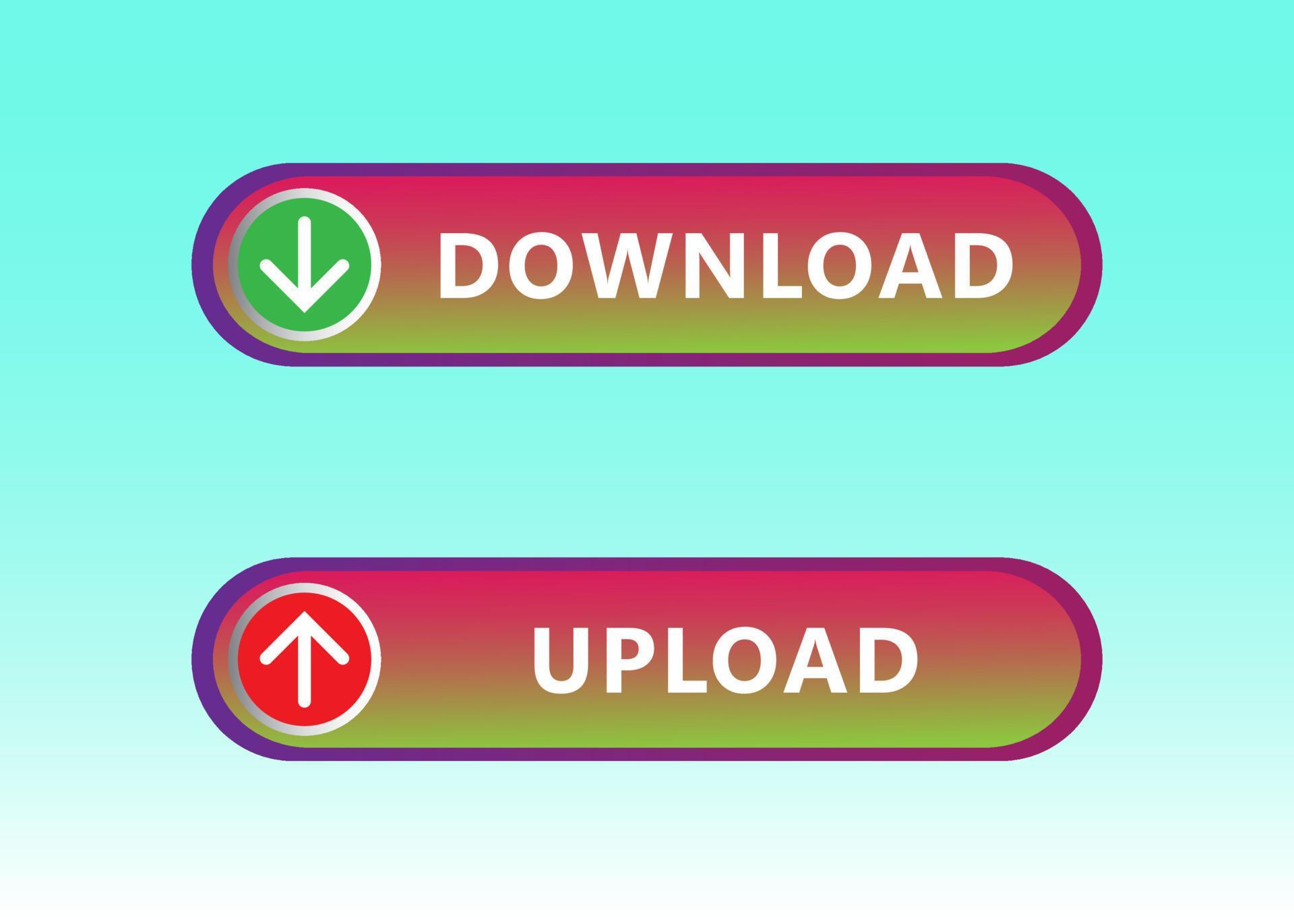 Download and upload button in 3d style with arrow symbols. Vector ...