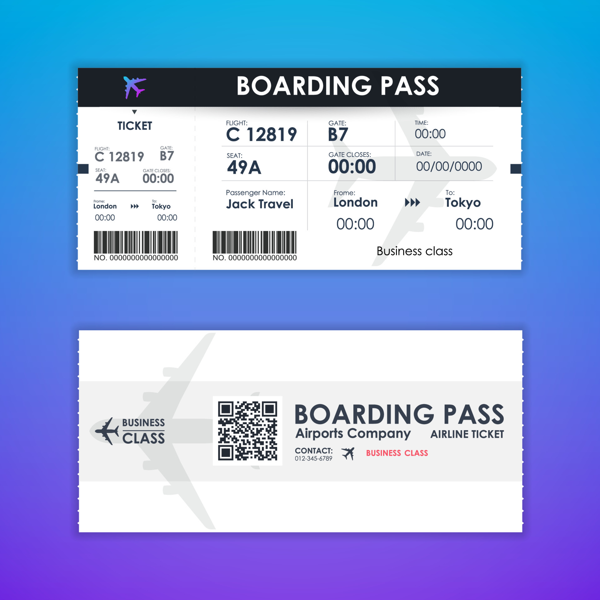 Boarding pass ticket card element template for graphics design. vector ...