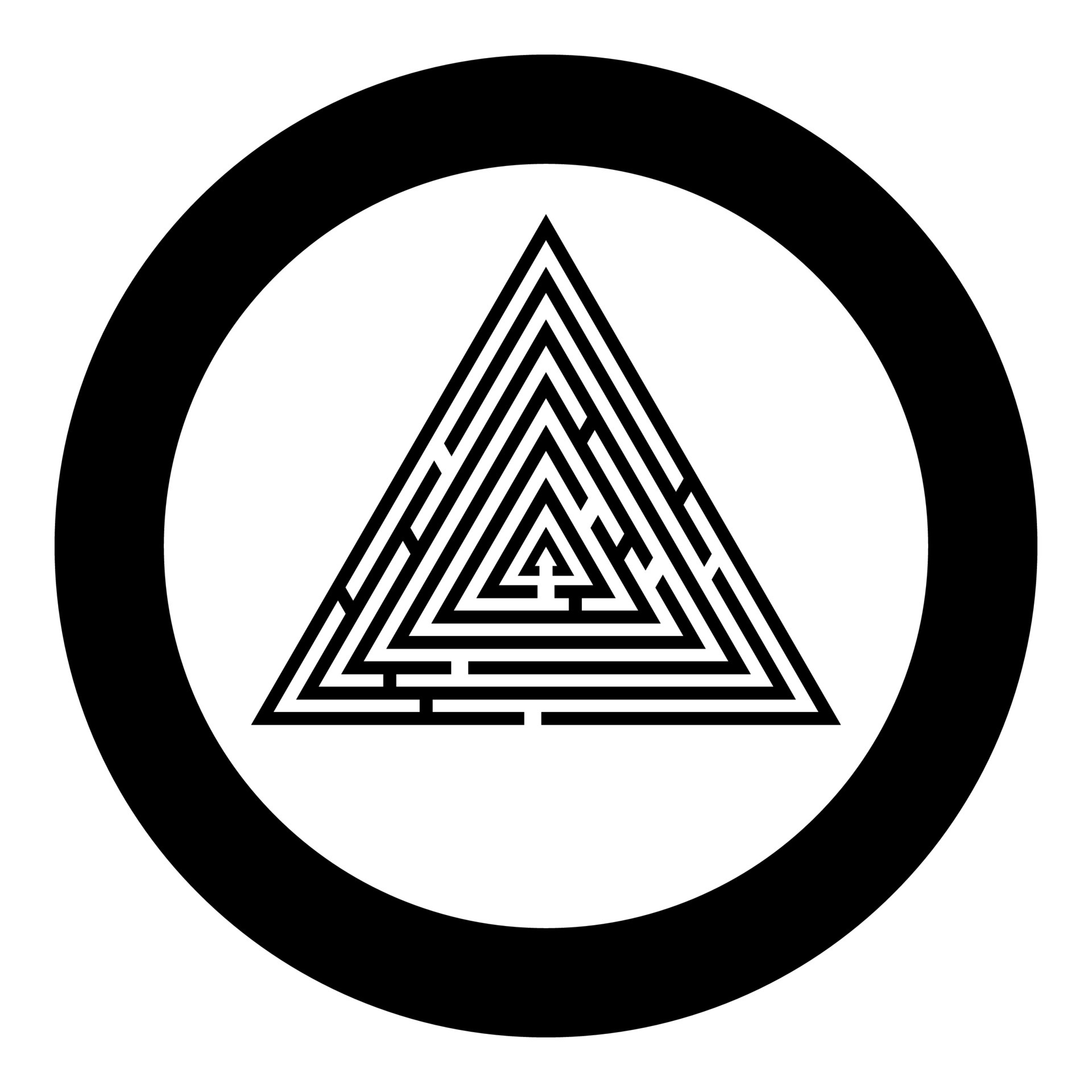 Triangular labyrinth Maze conundrum Labyrinth conundrum icon in circle ... Triangular labyrinth Maze conundrum Labyrinth conundrum icon in circle ...