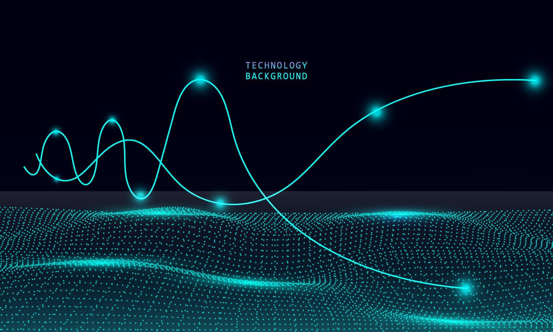 abstract wave technology background with blue light smooth and flow ...