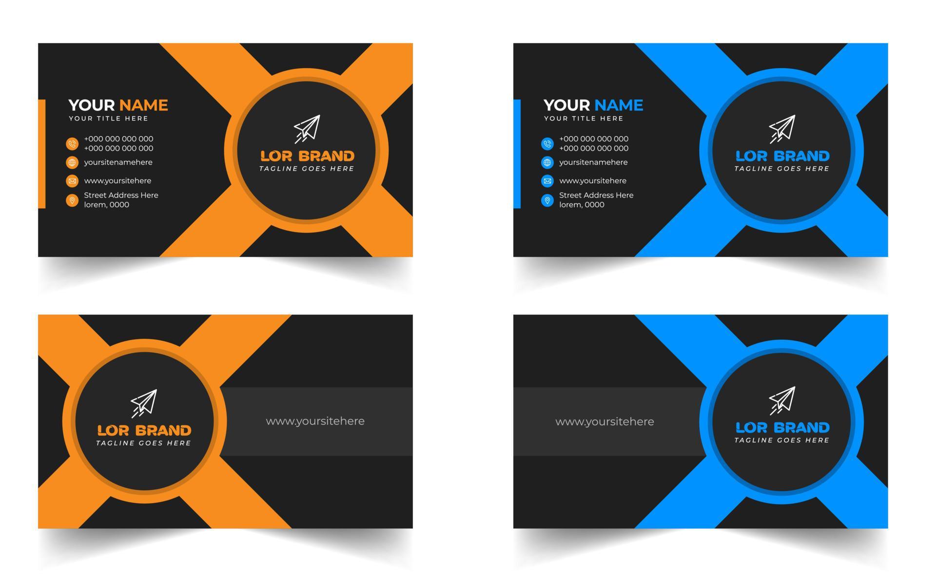 Blue and yellow modern creative business card design template. unique ... Blue and yellow modern creative business card design template. unique ...
