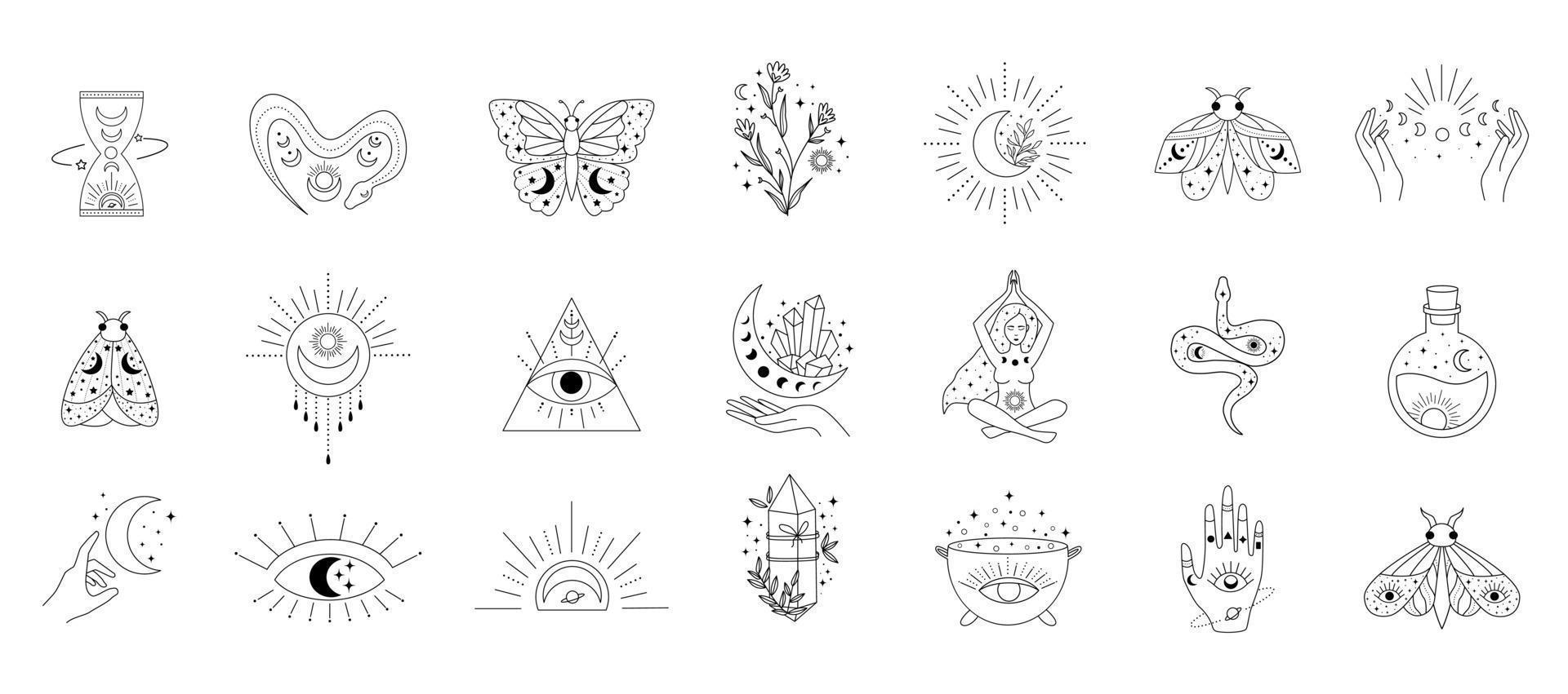 Esoteric vector set. Magic icons 7048310 Vector Art at Vecteezy