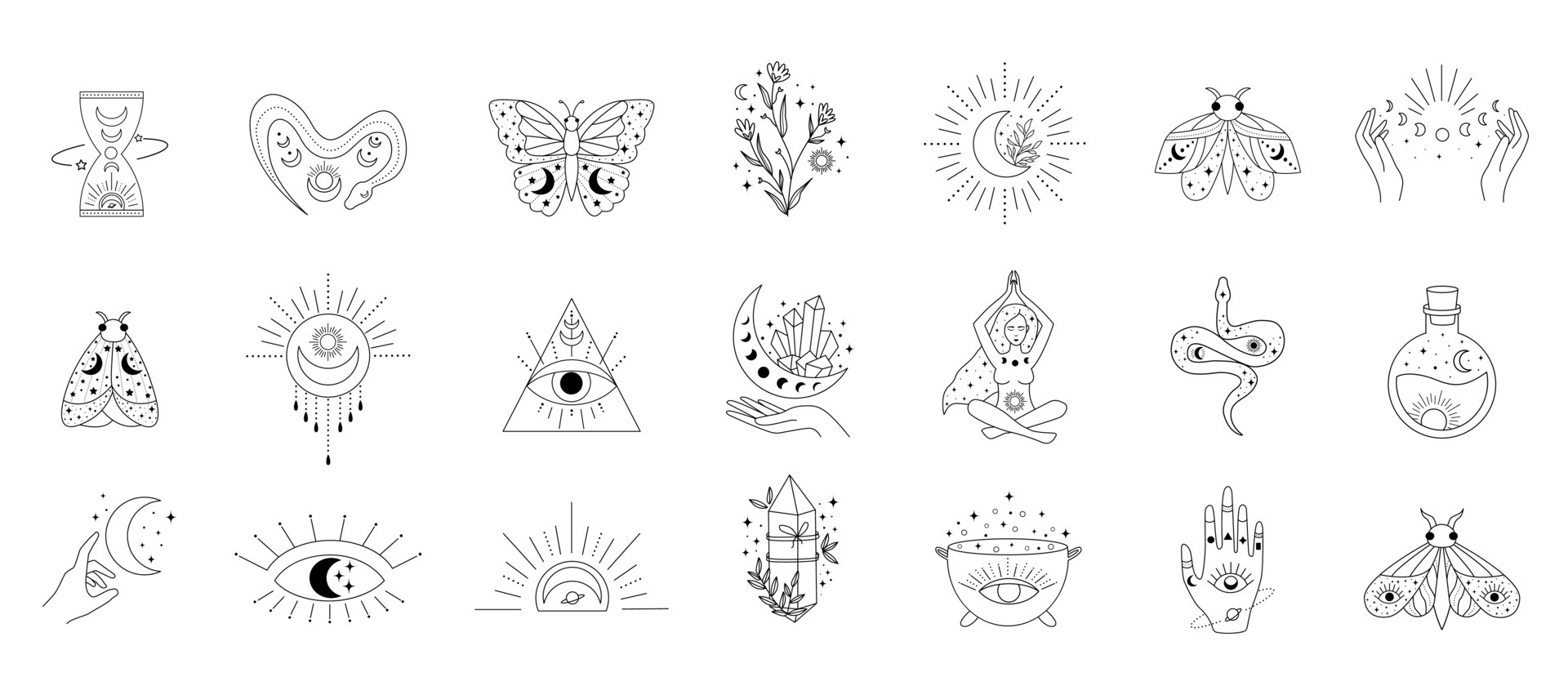 Esoteric vector set. Magic icons 7048310 Vector Art at Vecteezy