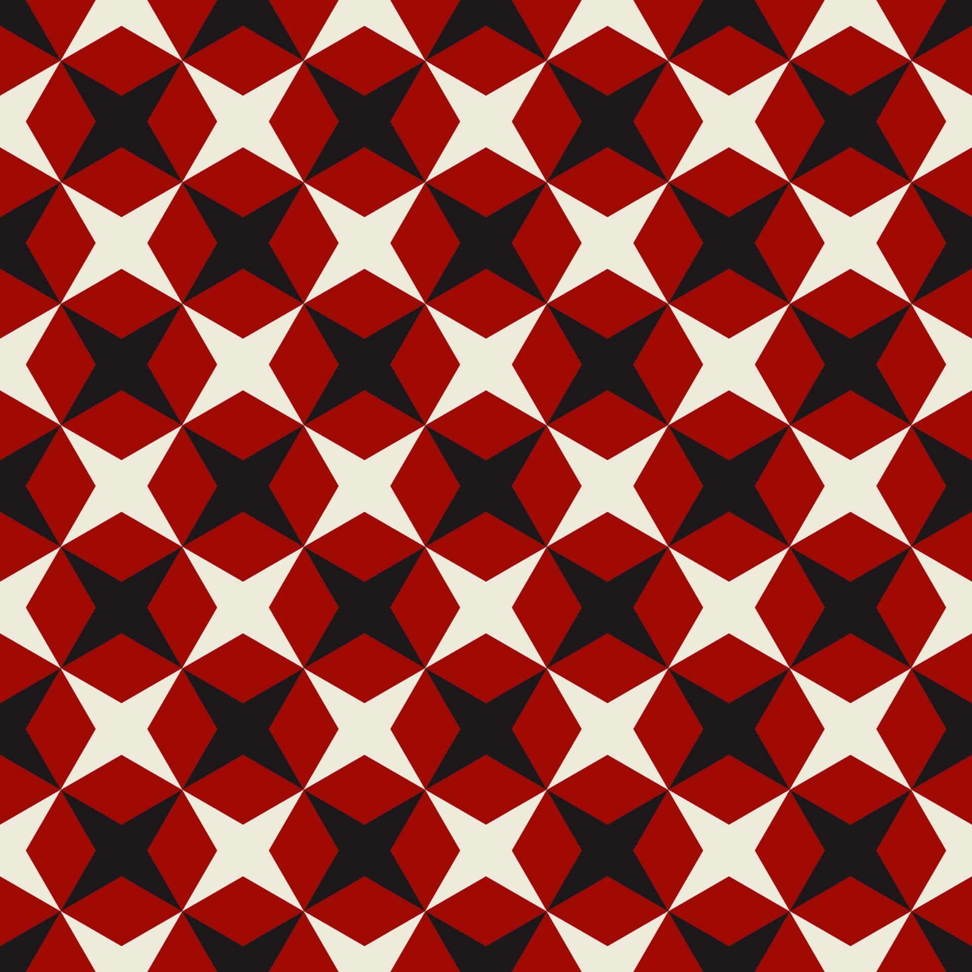 Geometric star grid seamless pattern on red background. Vintage ...