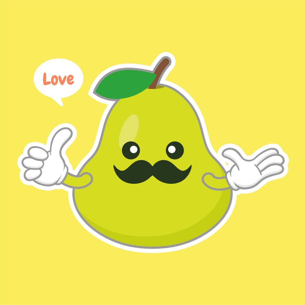cute and happy cartoon style green pear characters for healthy food ...