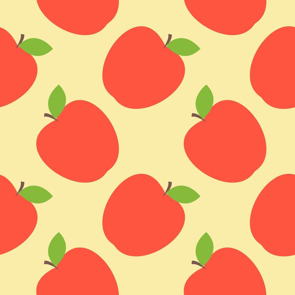 Flat Design Red Apples Seamless Pattern Background Ripe Red Apples