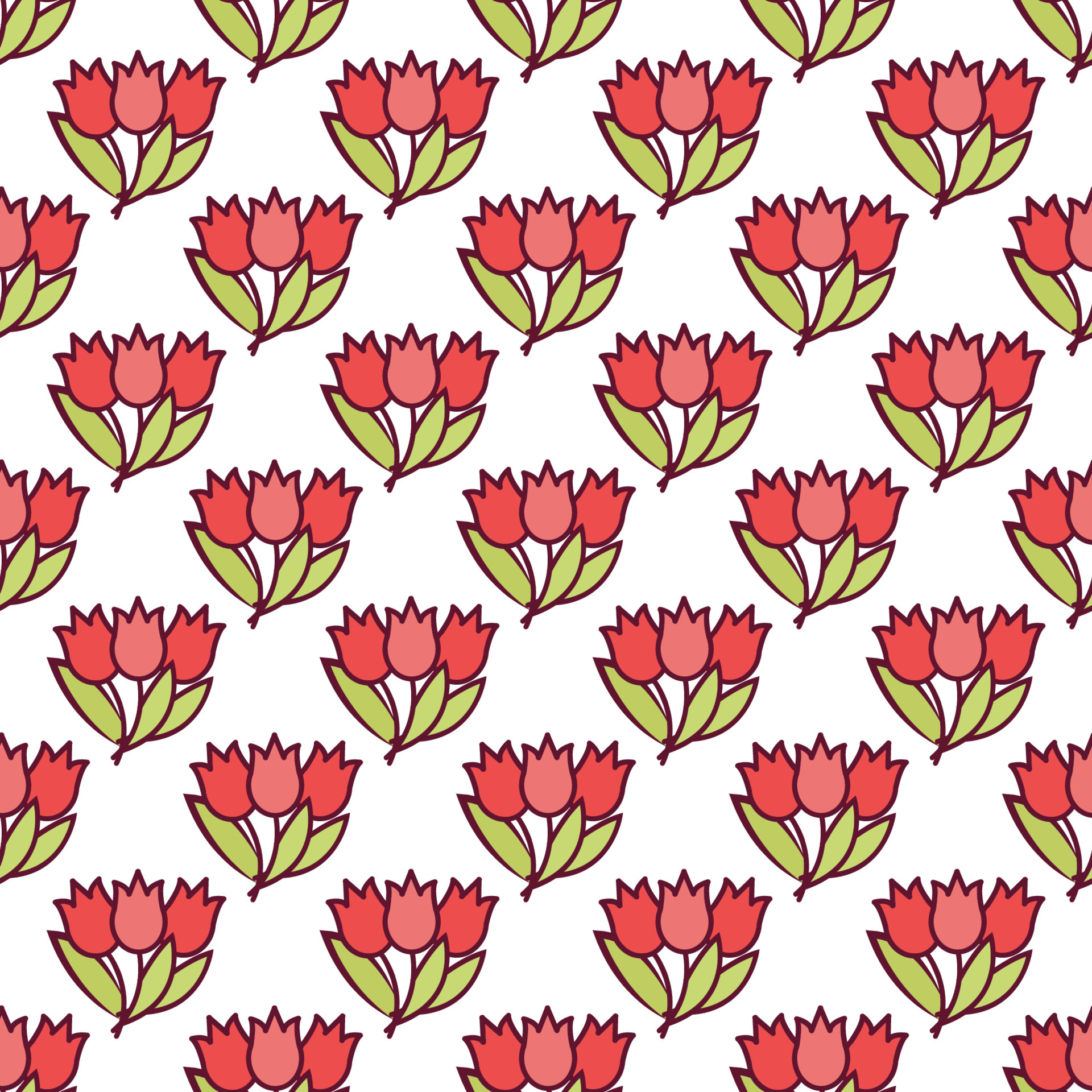 Tulips seamless pattern on white background. Spring illustration for ...