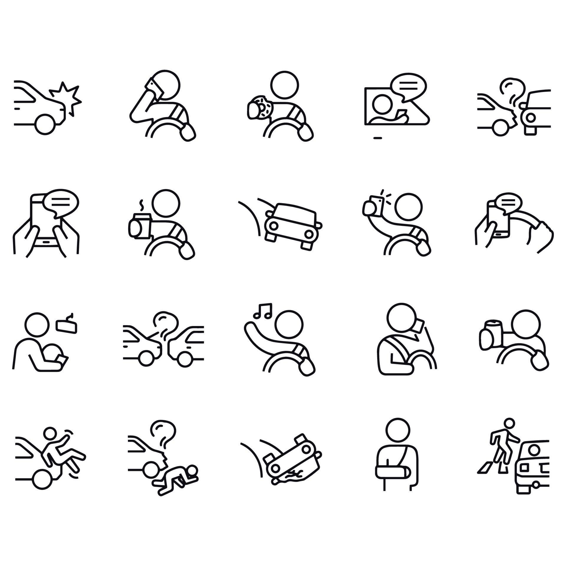 Distracted Driving icons vector design 7066186 Vector Art at Vecteezy