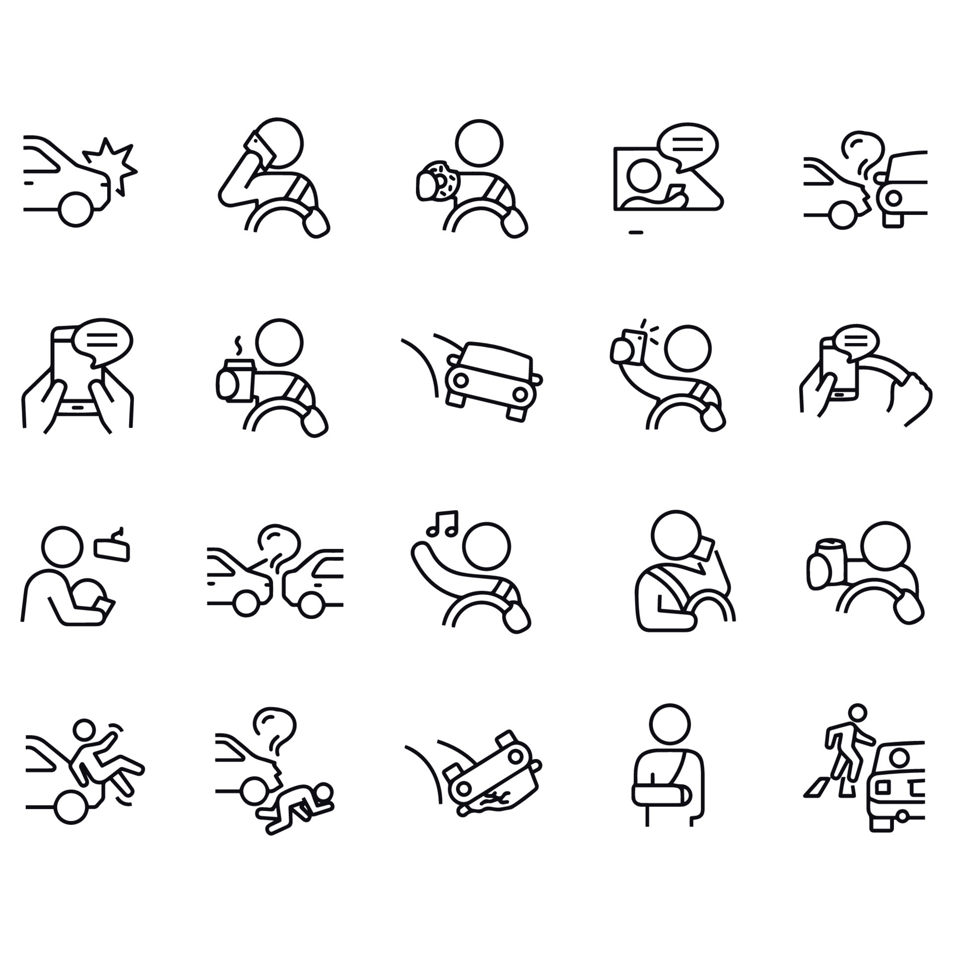 Distracted Driving icons vector design 7066186 Vector Art at Vecteezy