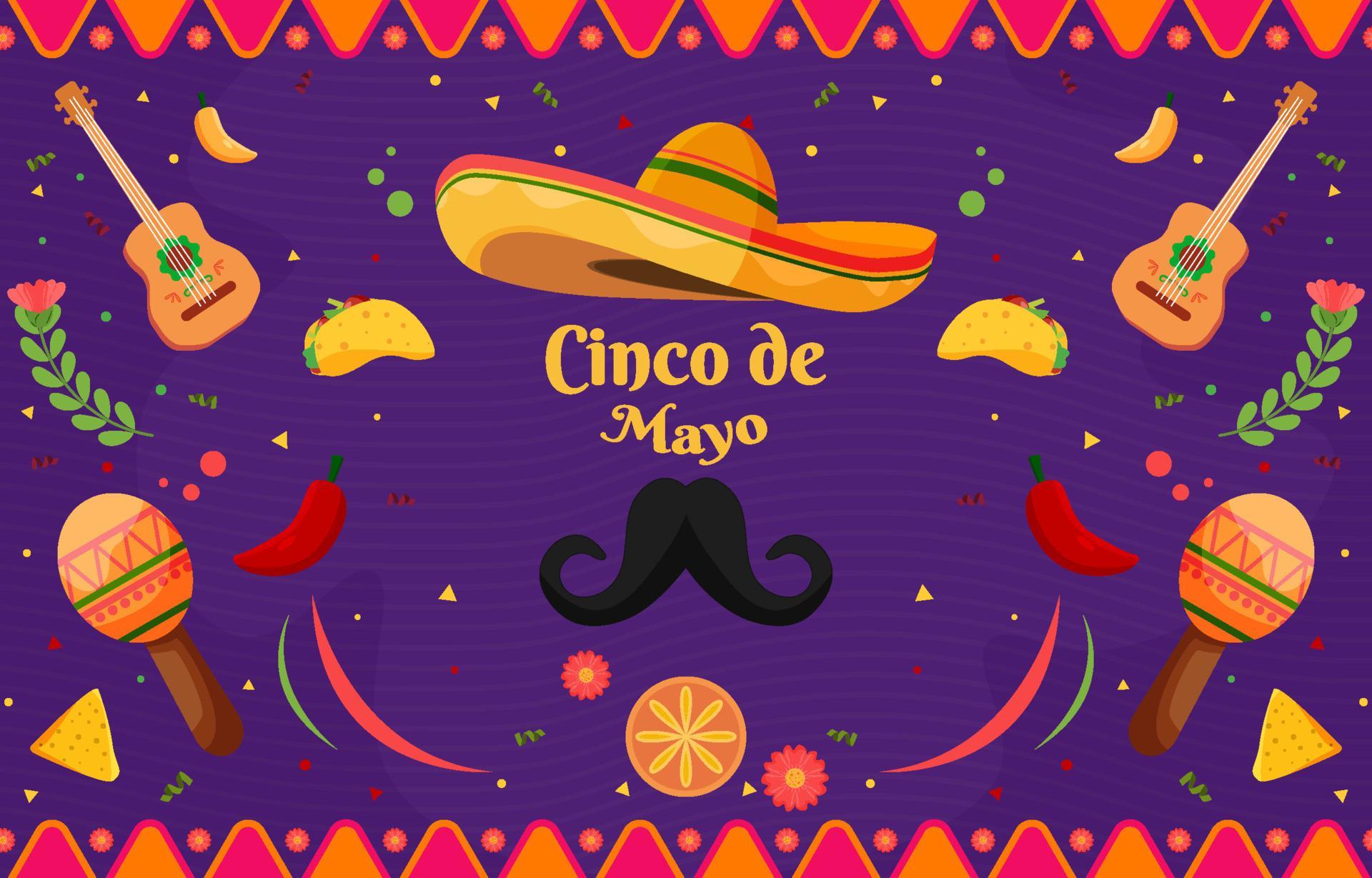 Flat Cinco De Mayo background with particle element 7066529 Vector Art ...