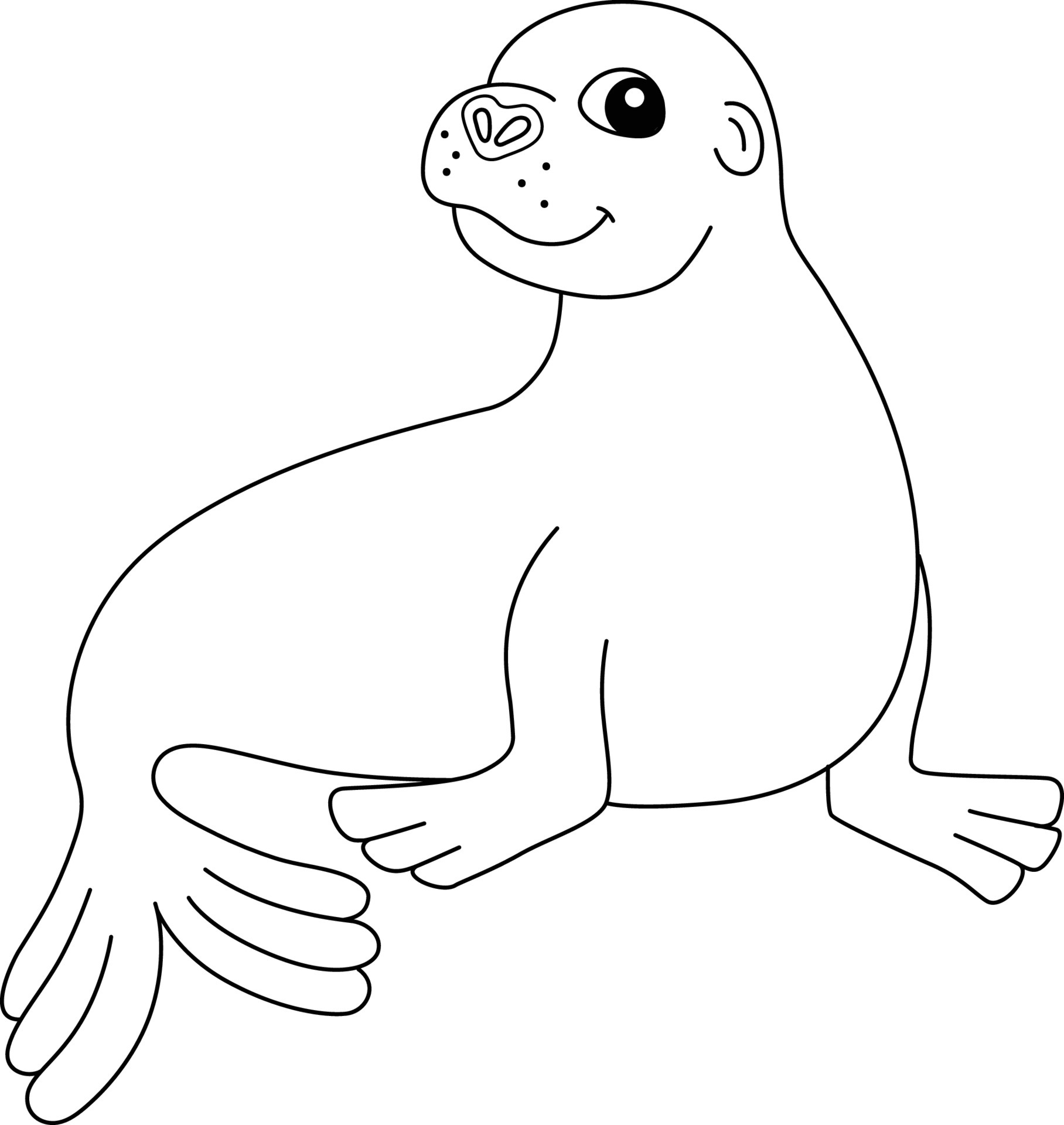 Sea Lion Animal Coloring Page Isolated for Kids 7066624 Vector Art at ...