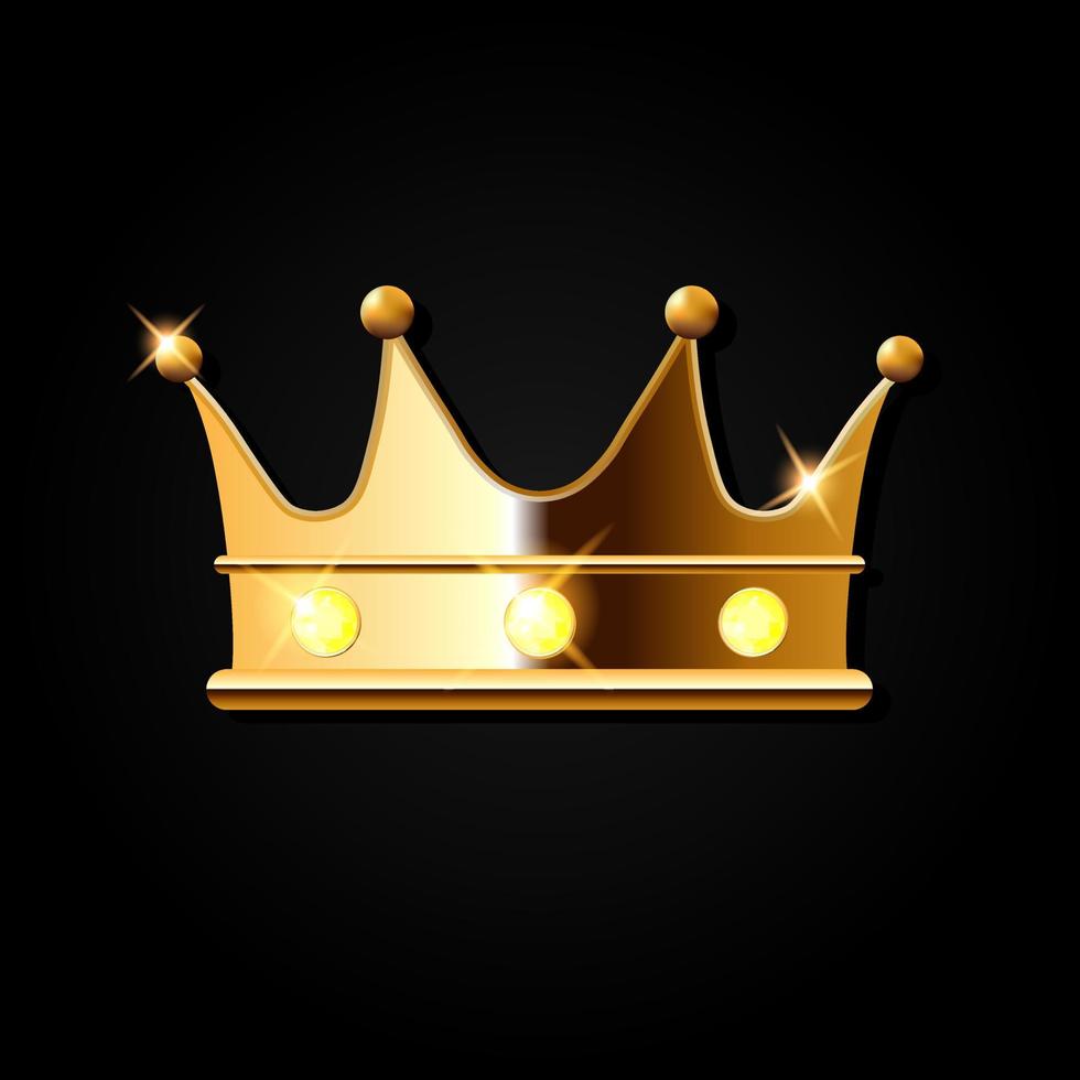 Golden Crown With Gradient Mesh And Gems Vector Illustration Isolated