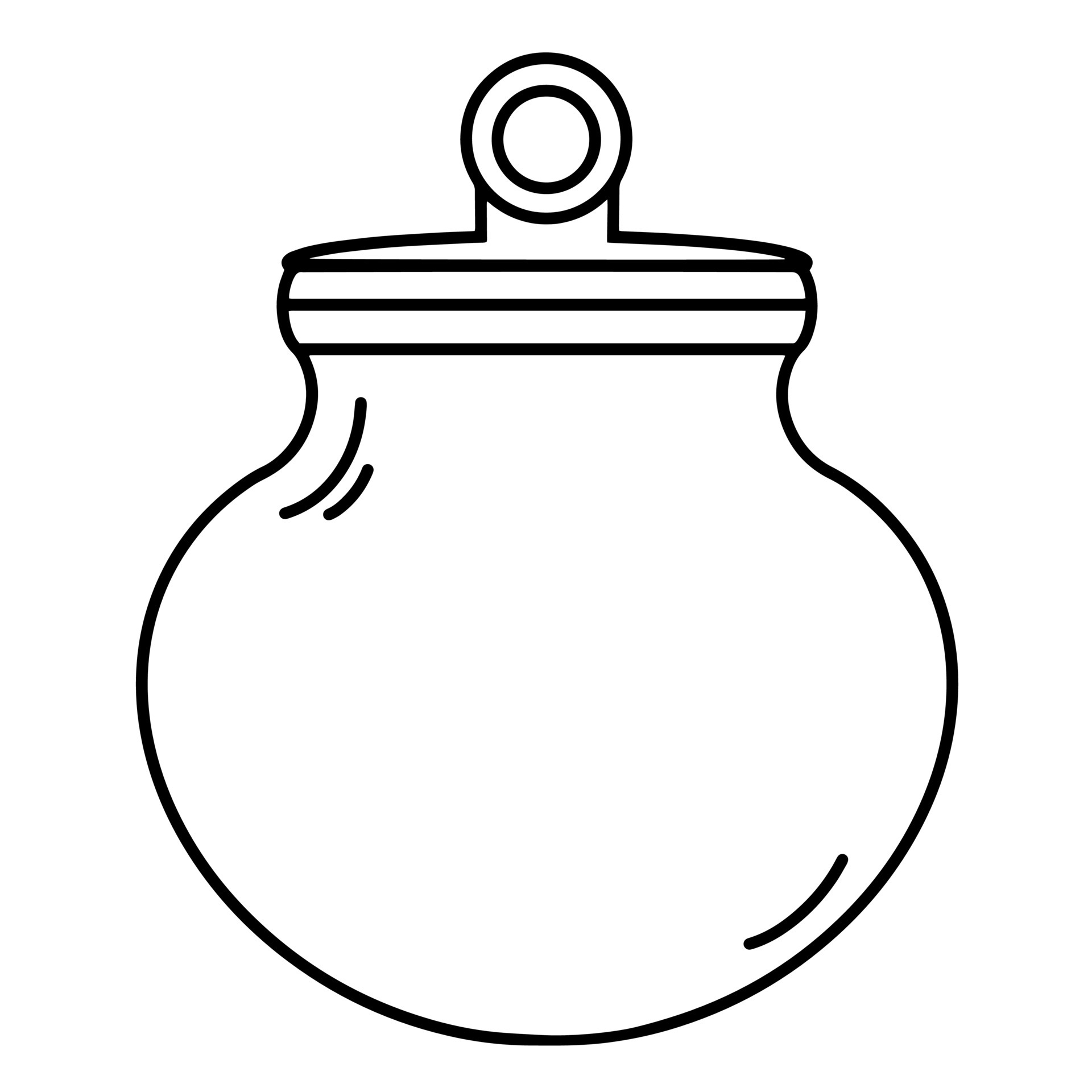 Empty Glass Jar With A Lid Isolated Icon On White Background Black Outline Of The Bottle Hand
