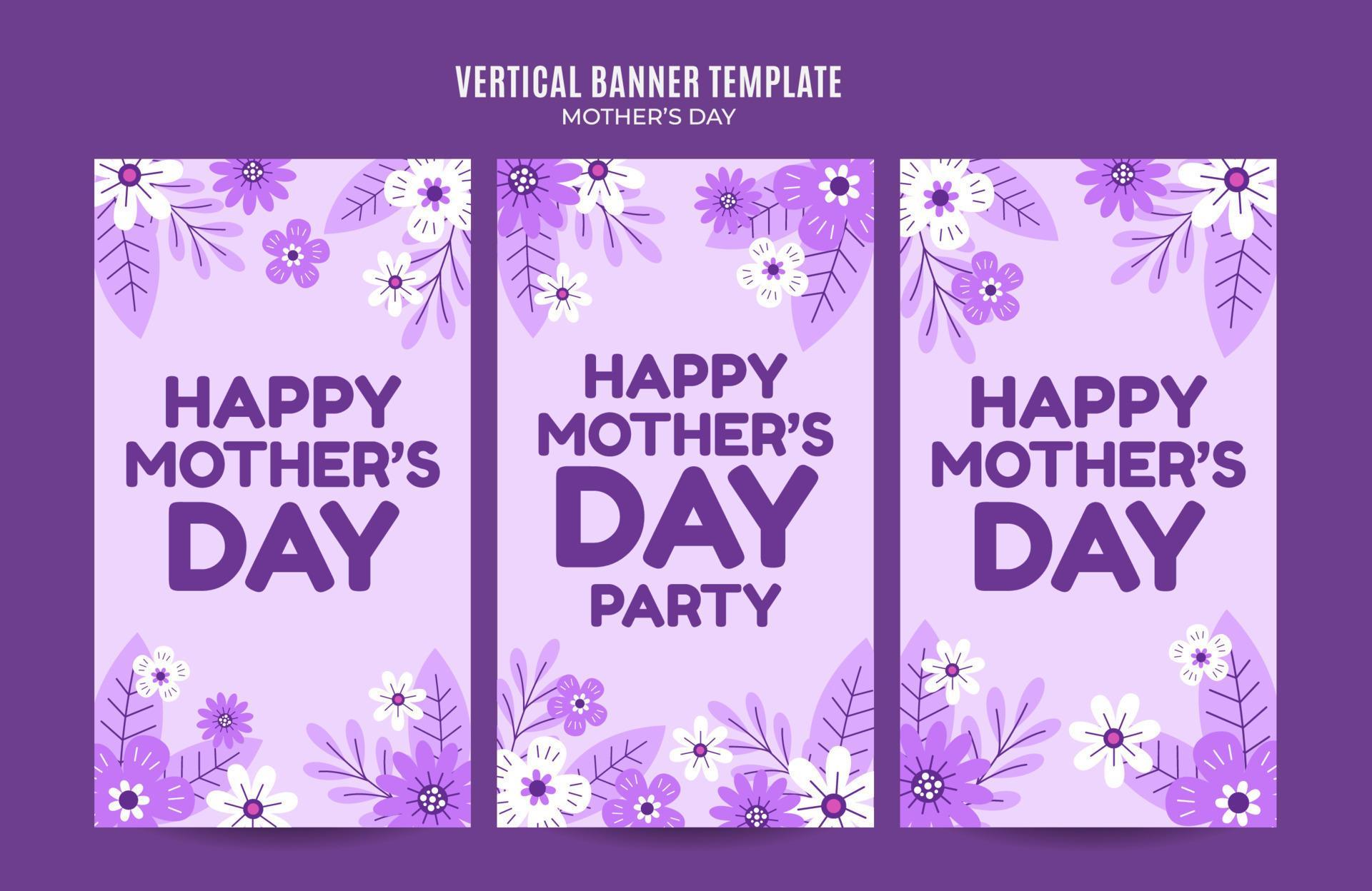 Happy Mothers Day Retro Web Banner For Social Media Vertical Poster
