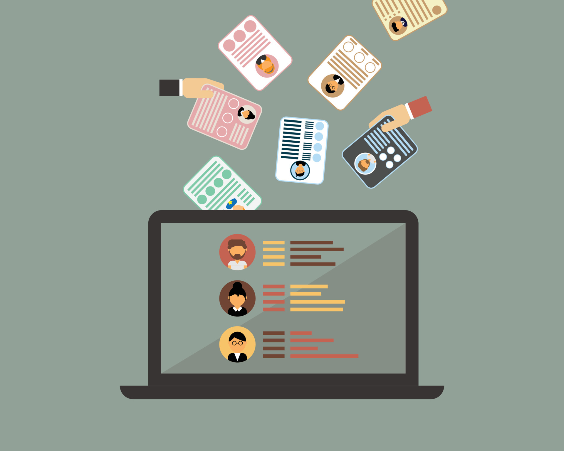 Cv Parsing In Ats Applicant Tracking System To Gather Candidate Data In Resume Vector 7079926