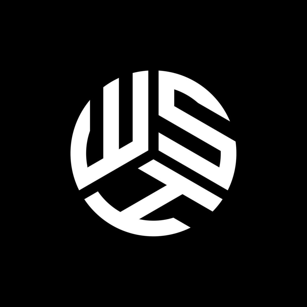 diseño de logotipo de letra wsh sobre fondo negro. wsh creative ...