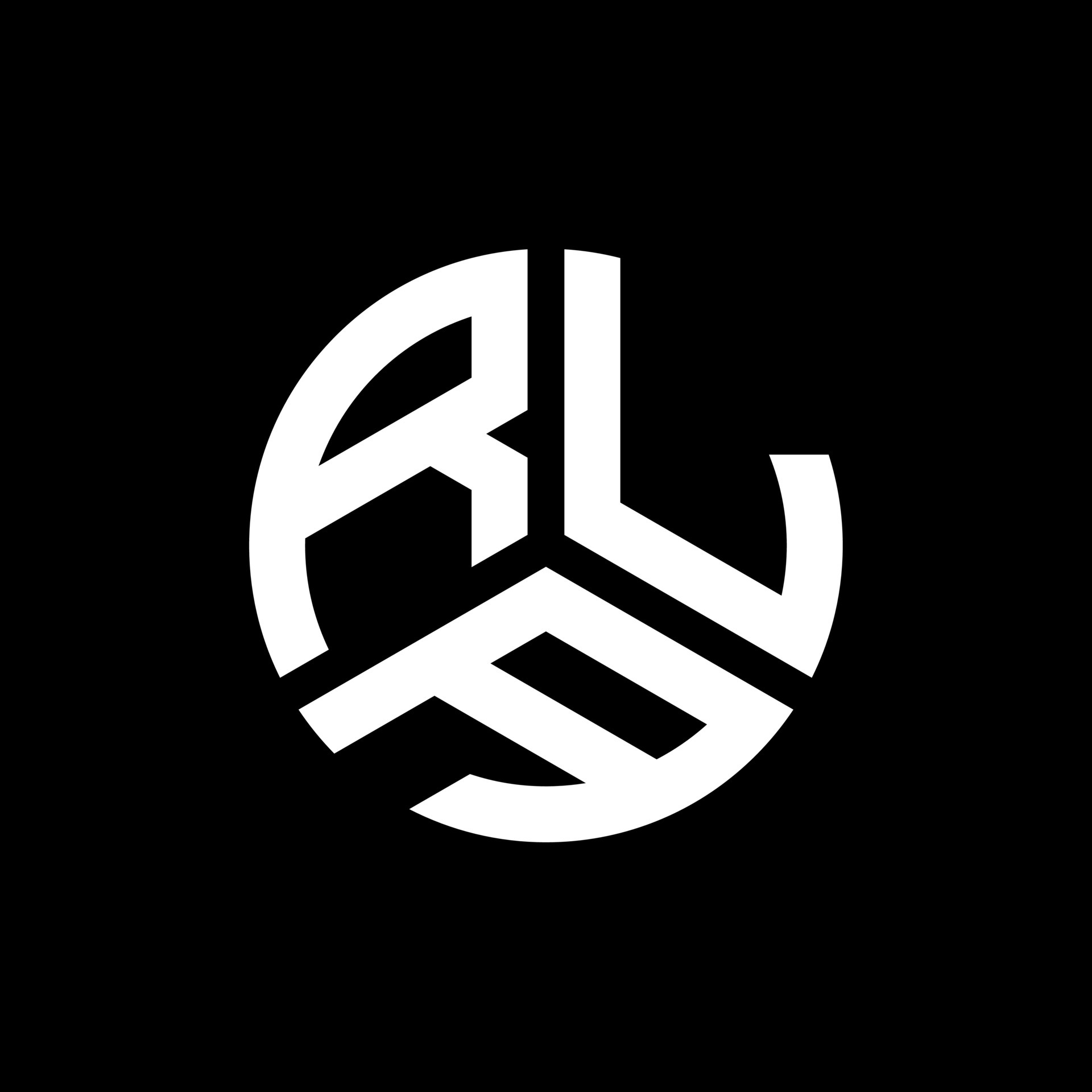 RLA letter logo design on black background. RLA creative initials ...