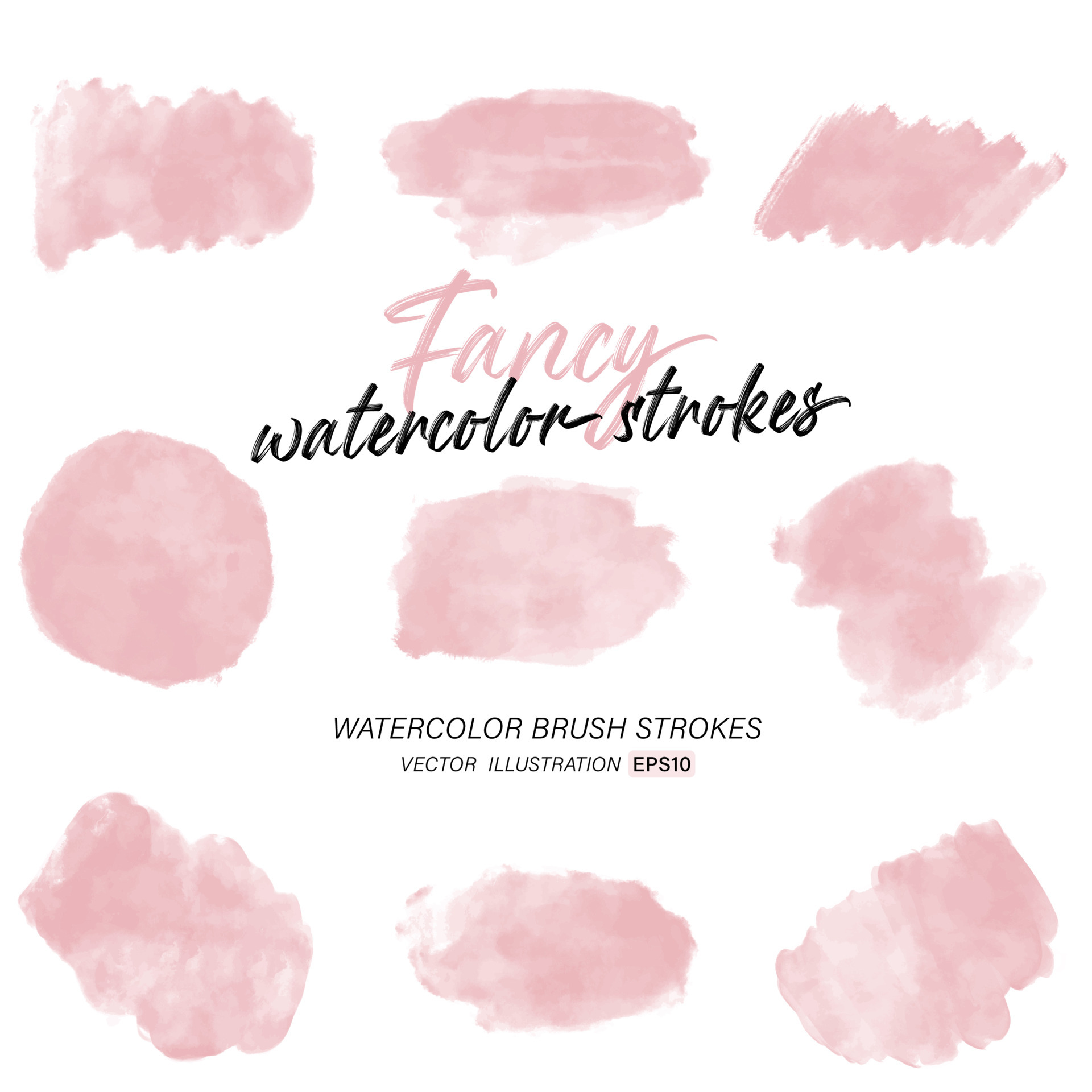 Pink pastel watercolor splash and brush stroke clipart collection for ...