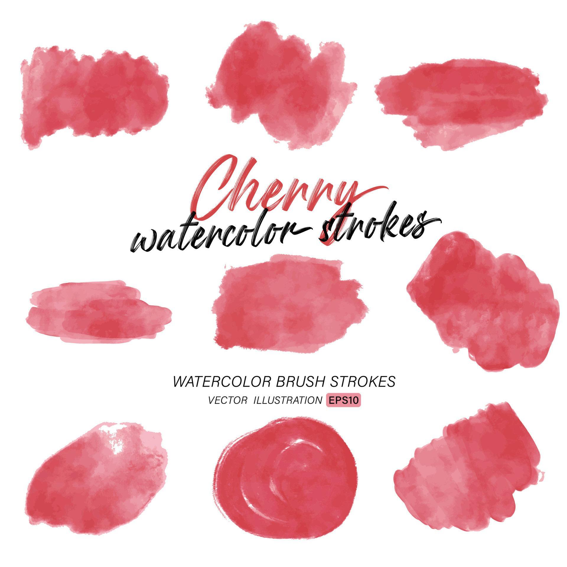 Red watercolor splash and brush stroke clipart collection for ...