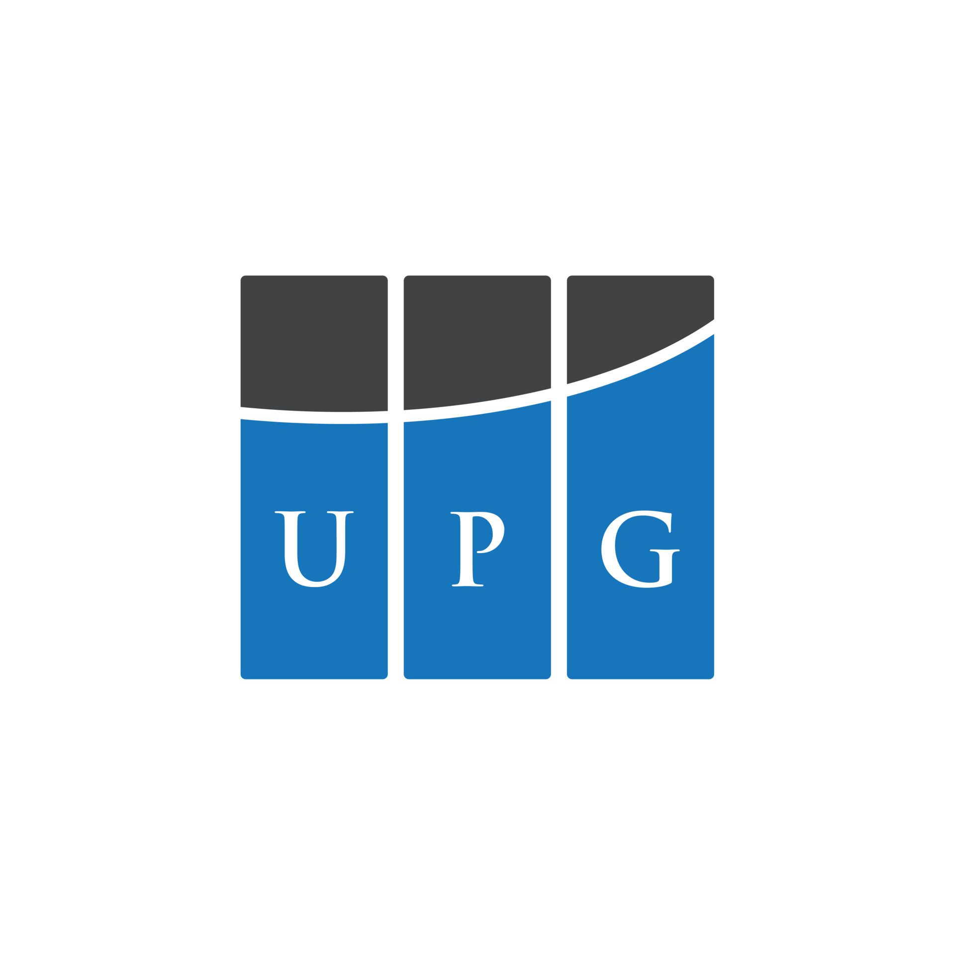 diseño de logotipo de letra upg sobre fondo blanco. concepto de logotipo de letra de iniciales ...
