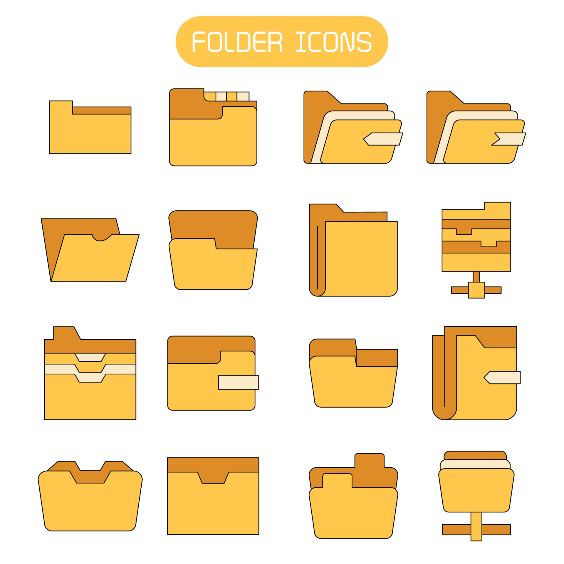 yellow folder and data file icons 7101537 Vector Art at Vecteezy