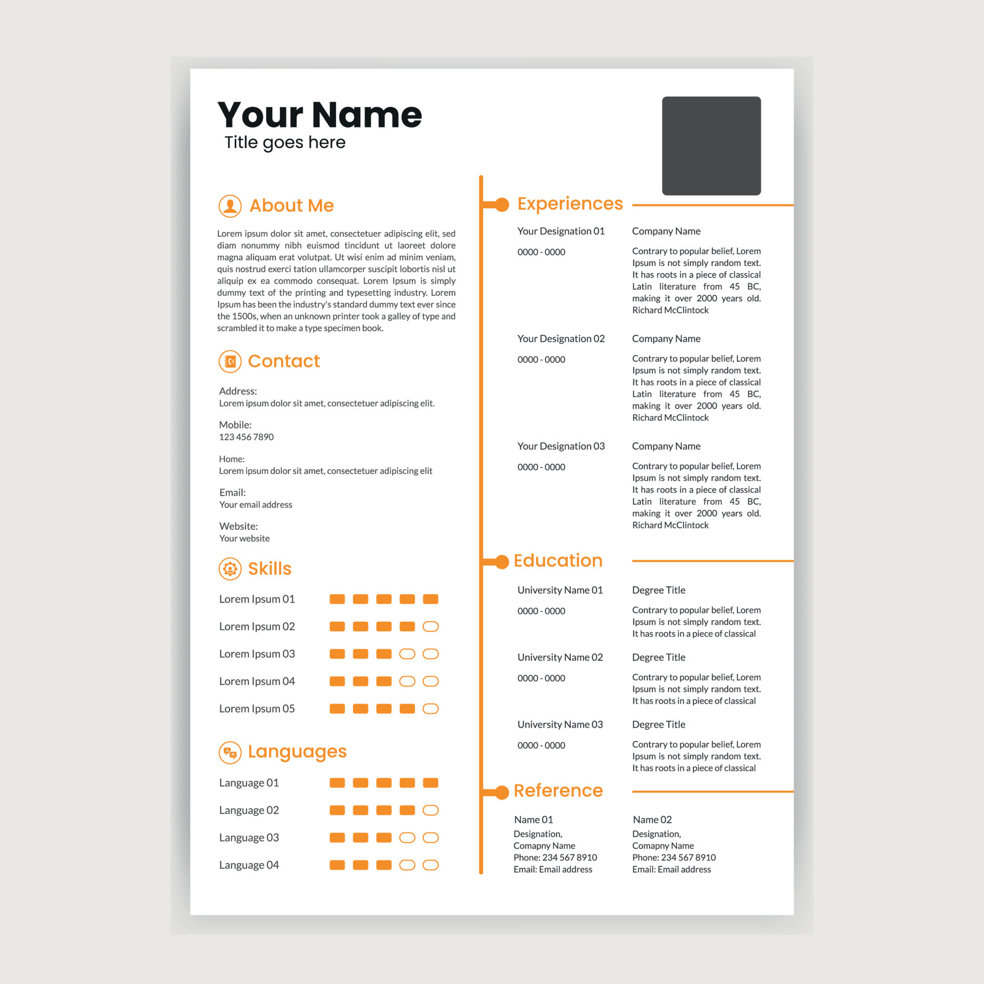 Minimalist flat CV or Resume template design 7102092 Vector Art at Vecteezy