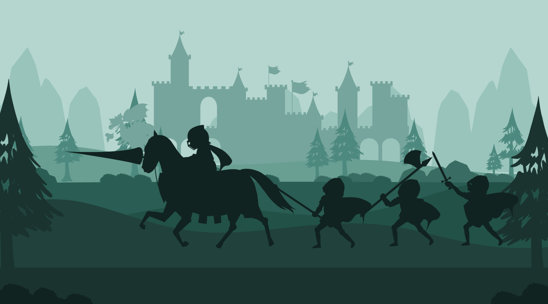 Silhouette medieval background with medieval army 7106622 Vector Art at ...