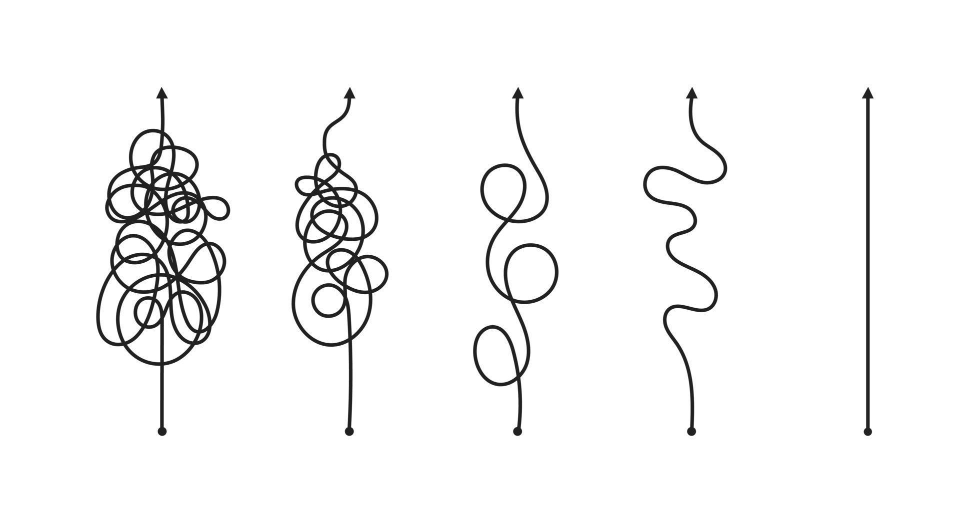 Chaos simplifying, problem solving and business solution searching challenge concept vector ...