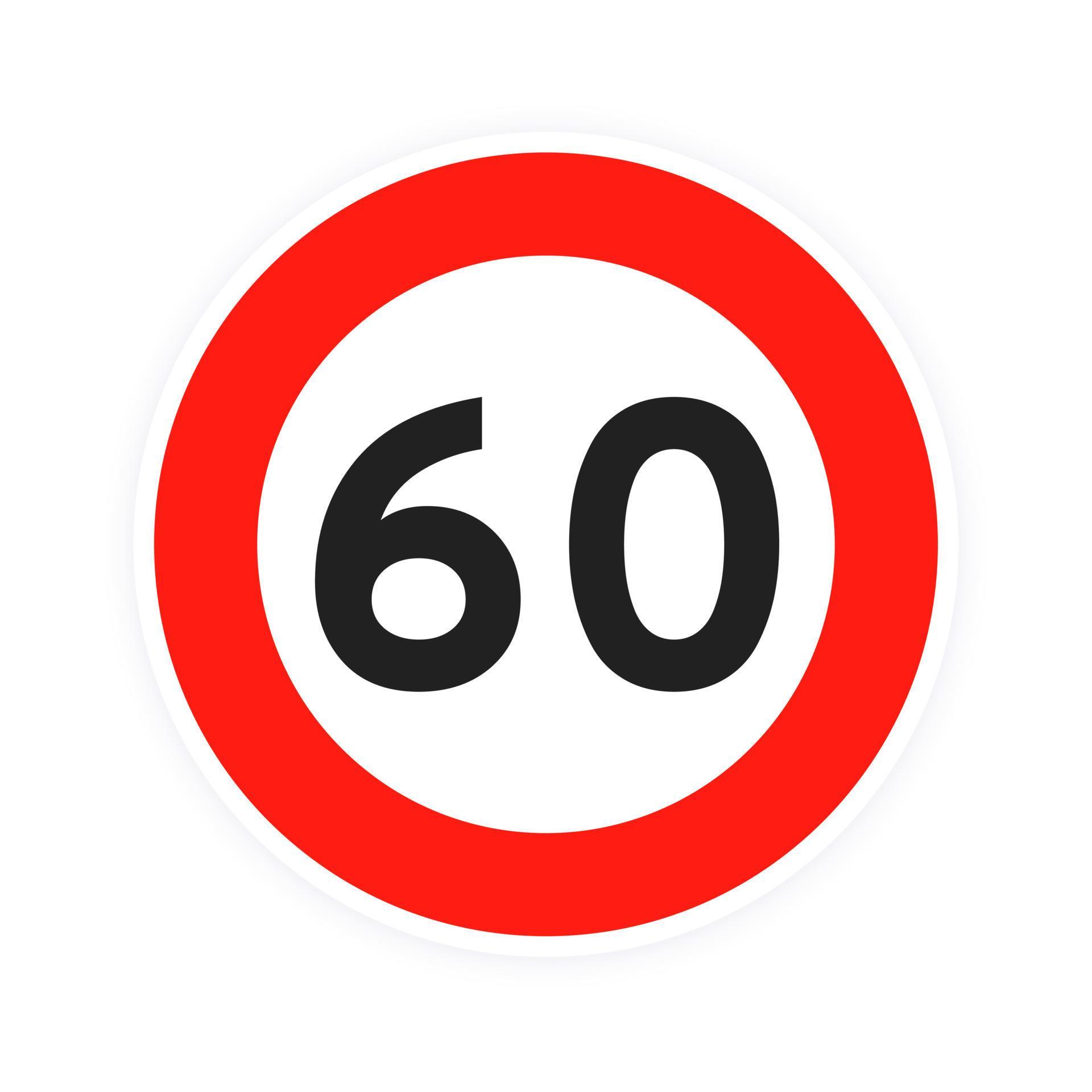 Speed limit 60 round road traffic icon sign flat style design vector ...