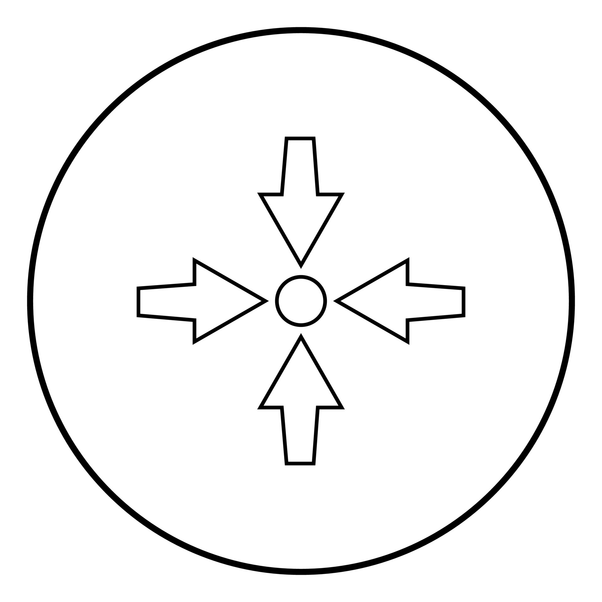 Four arrows point show to dot icon black color vector illustration ... Four arrows point show to dot icon black color vector illustration ...