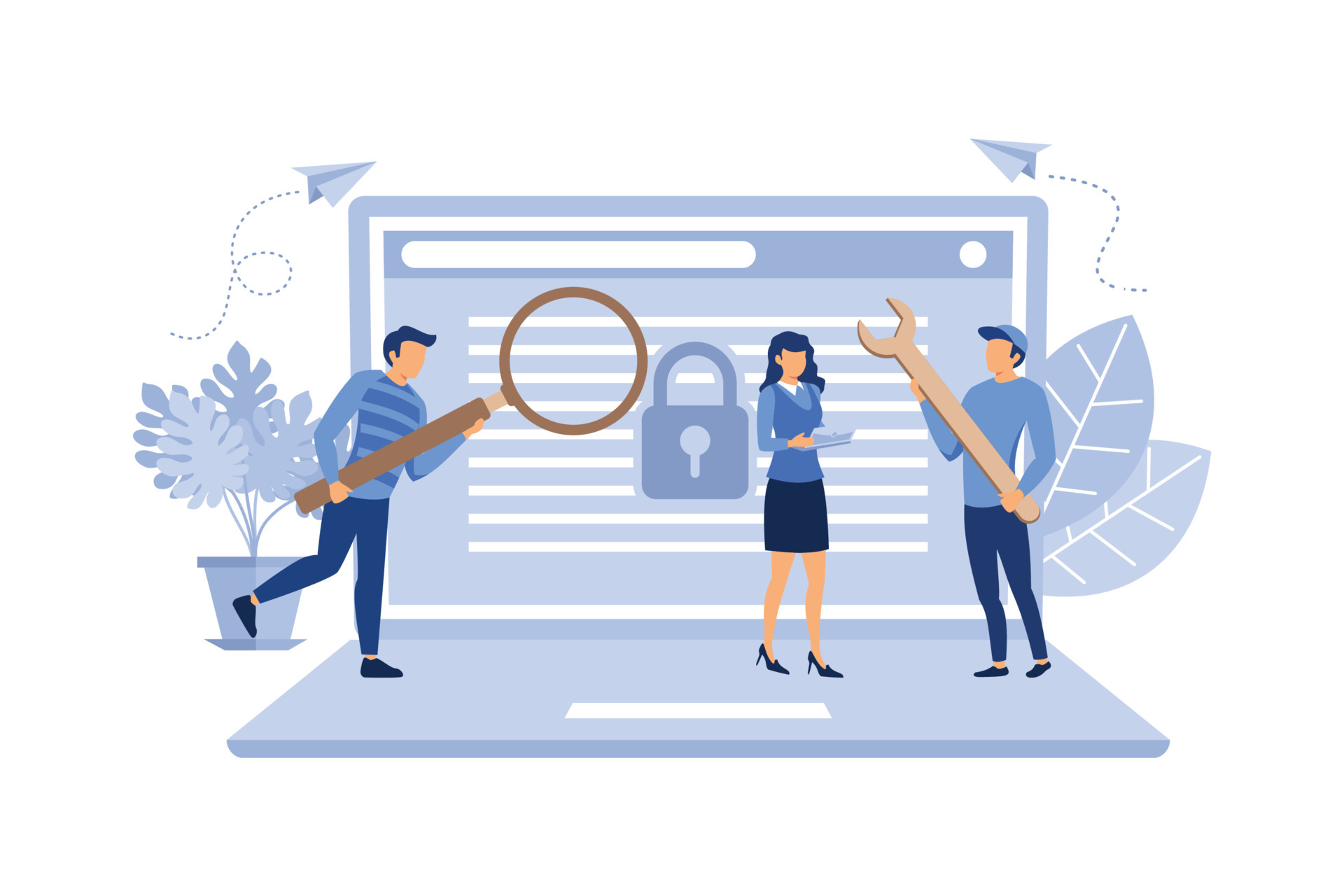 Vector Colorful Illustration The Concept Of Protecting Computer Data For A Web Page Coding