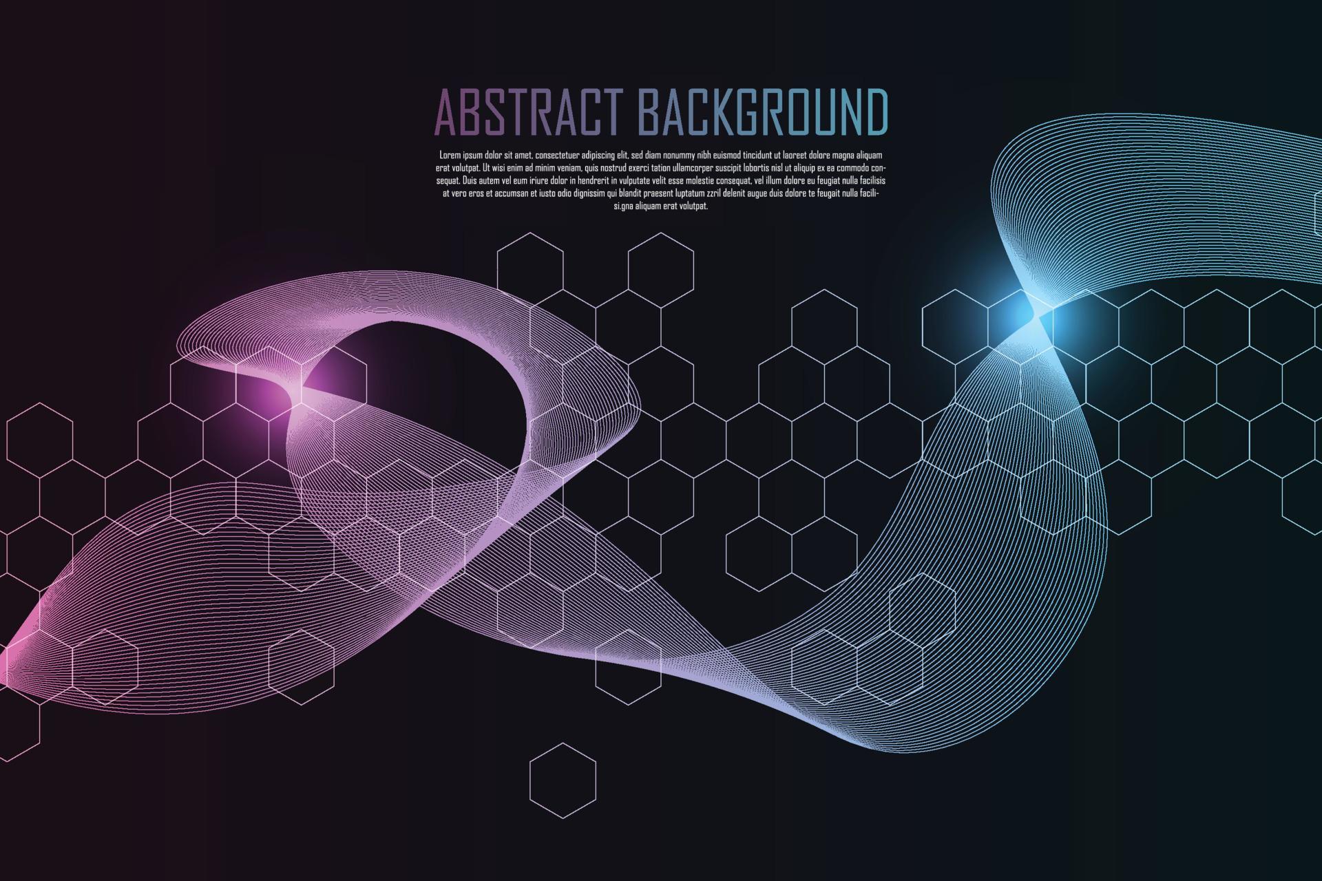 Abstract Gradient Wavy Lines Background With Hexagonal Lines Vector
