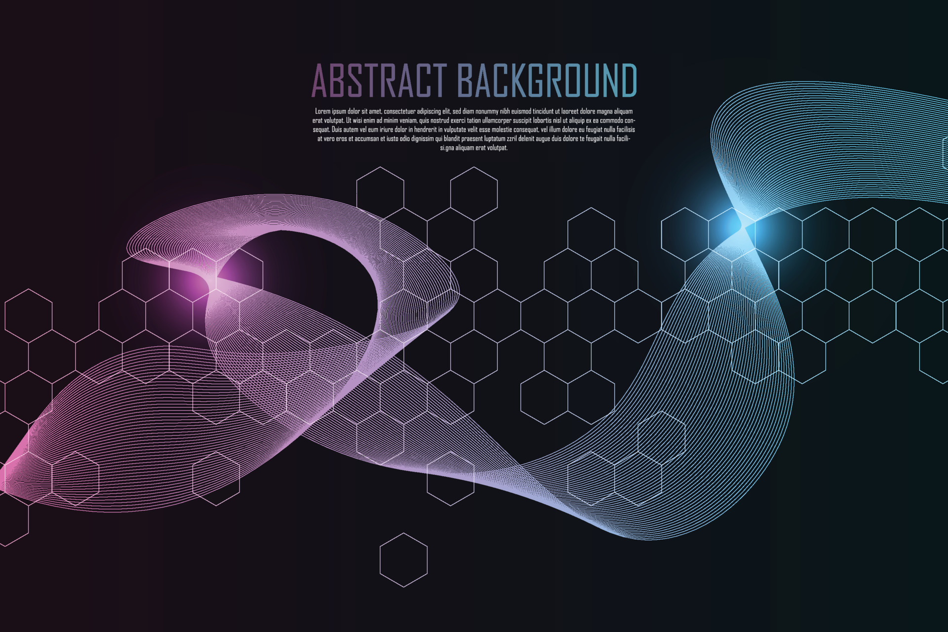 Abstract Gradient Wavy Lines Background With Hexagonal Lines Vector