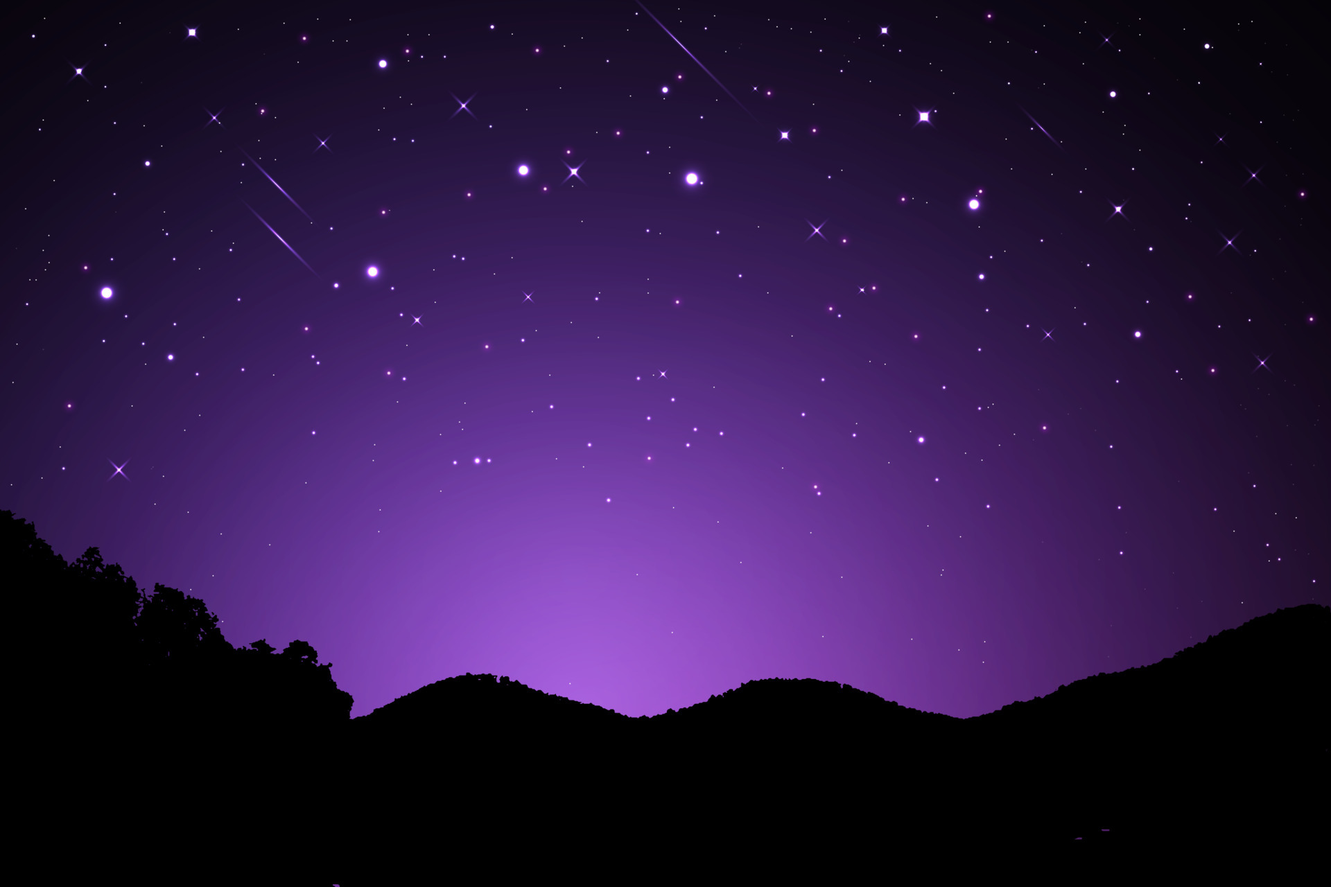 Night Landscape With Silhouettes Of Mountains And Sky With Stars night-landscape-with-silhouettes-of-mountains-and-sky-with-stars