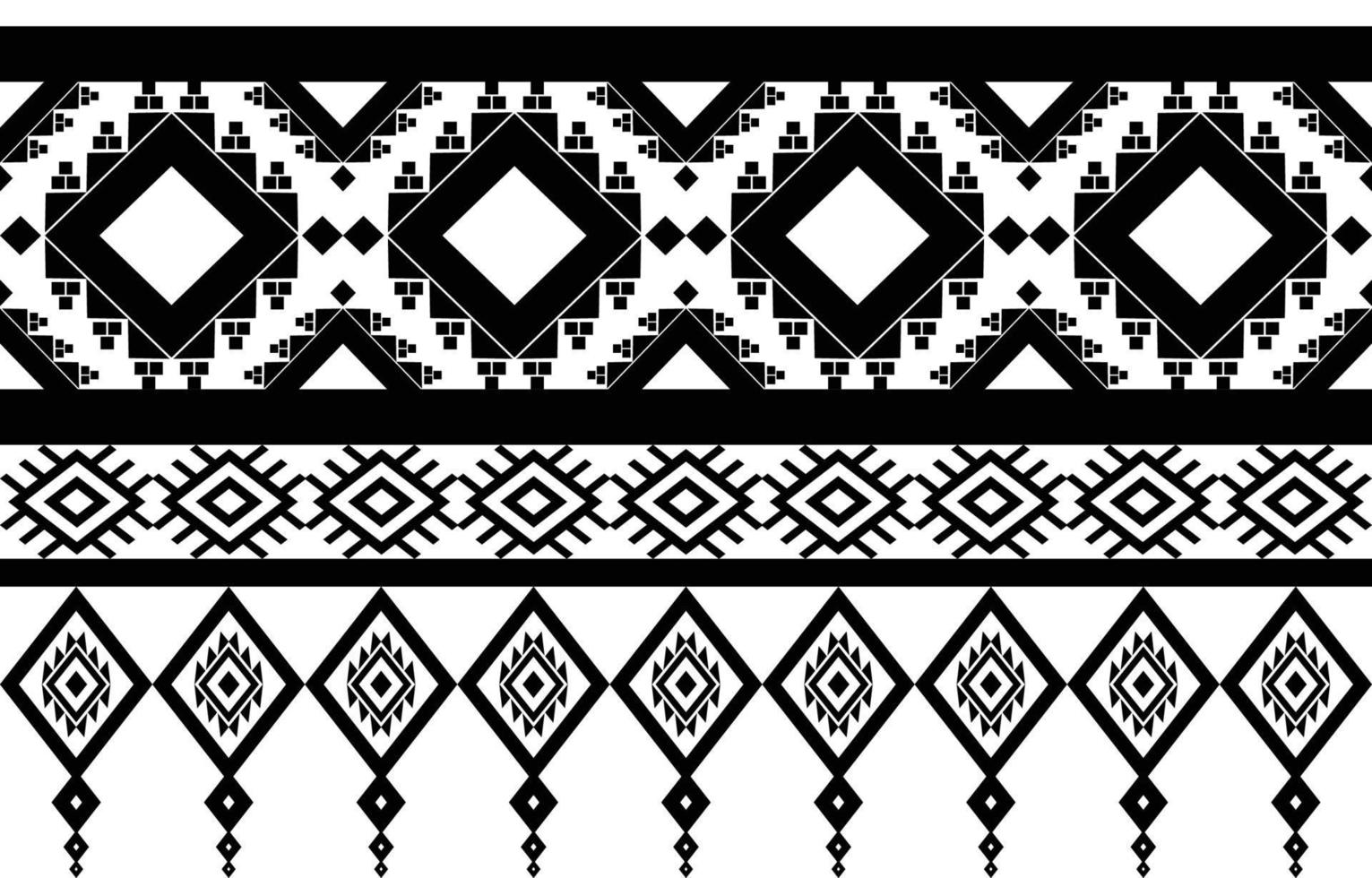 Black And White Tribal Geometric Pattern In Ethnic Style Seamless